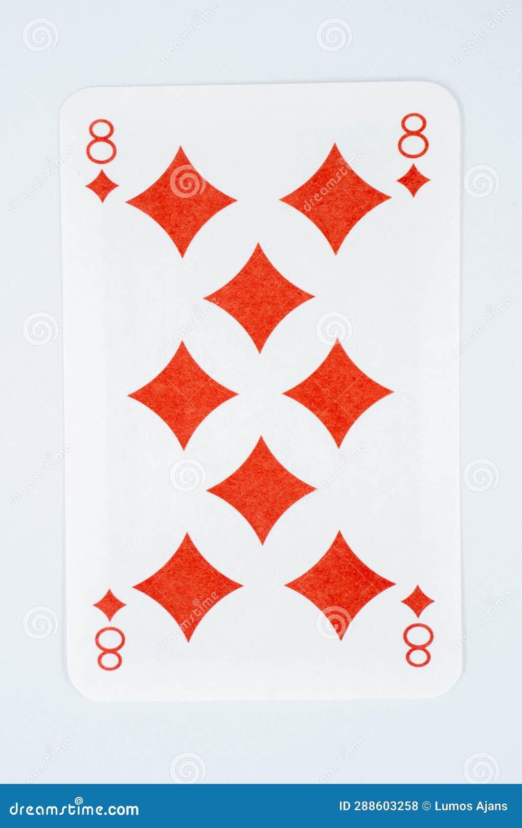Eight of Diamonds on White Background Stock Photo - Image of deck ...