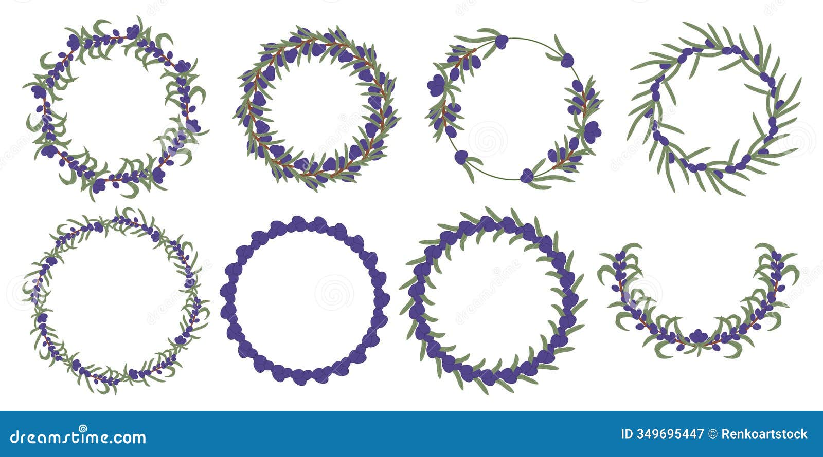 Eight Different Circular and Semicircular Olive Frames Creating a ...