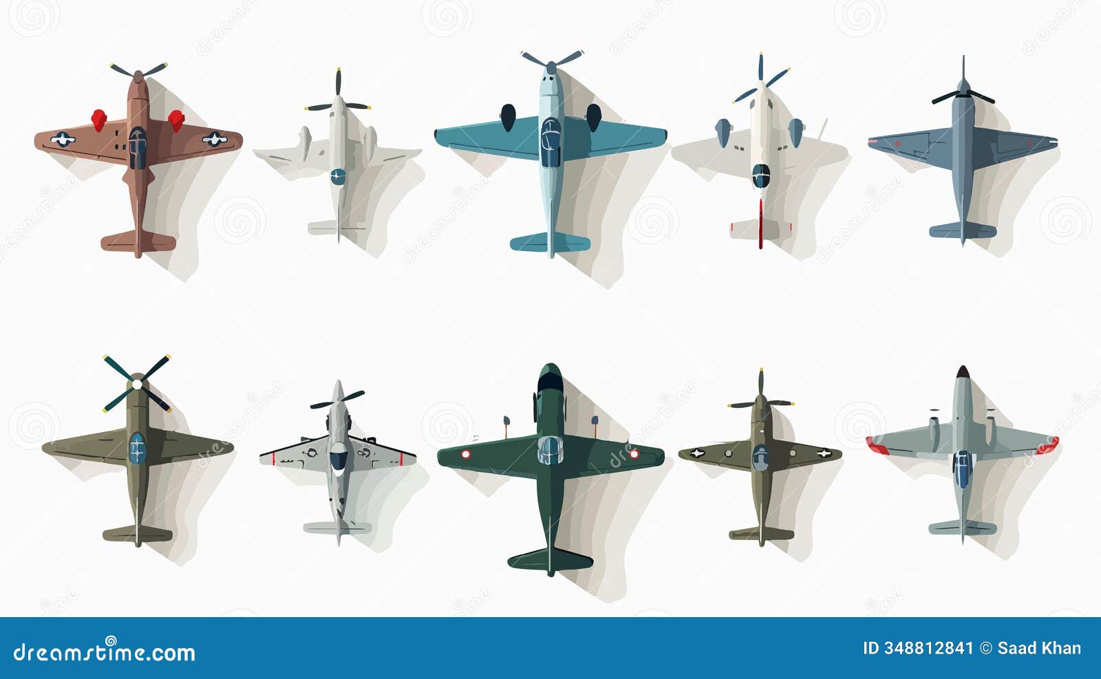 Eight Different Types of Aircrafts Shown in Silhouette, Representing ...