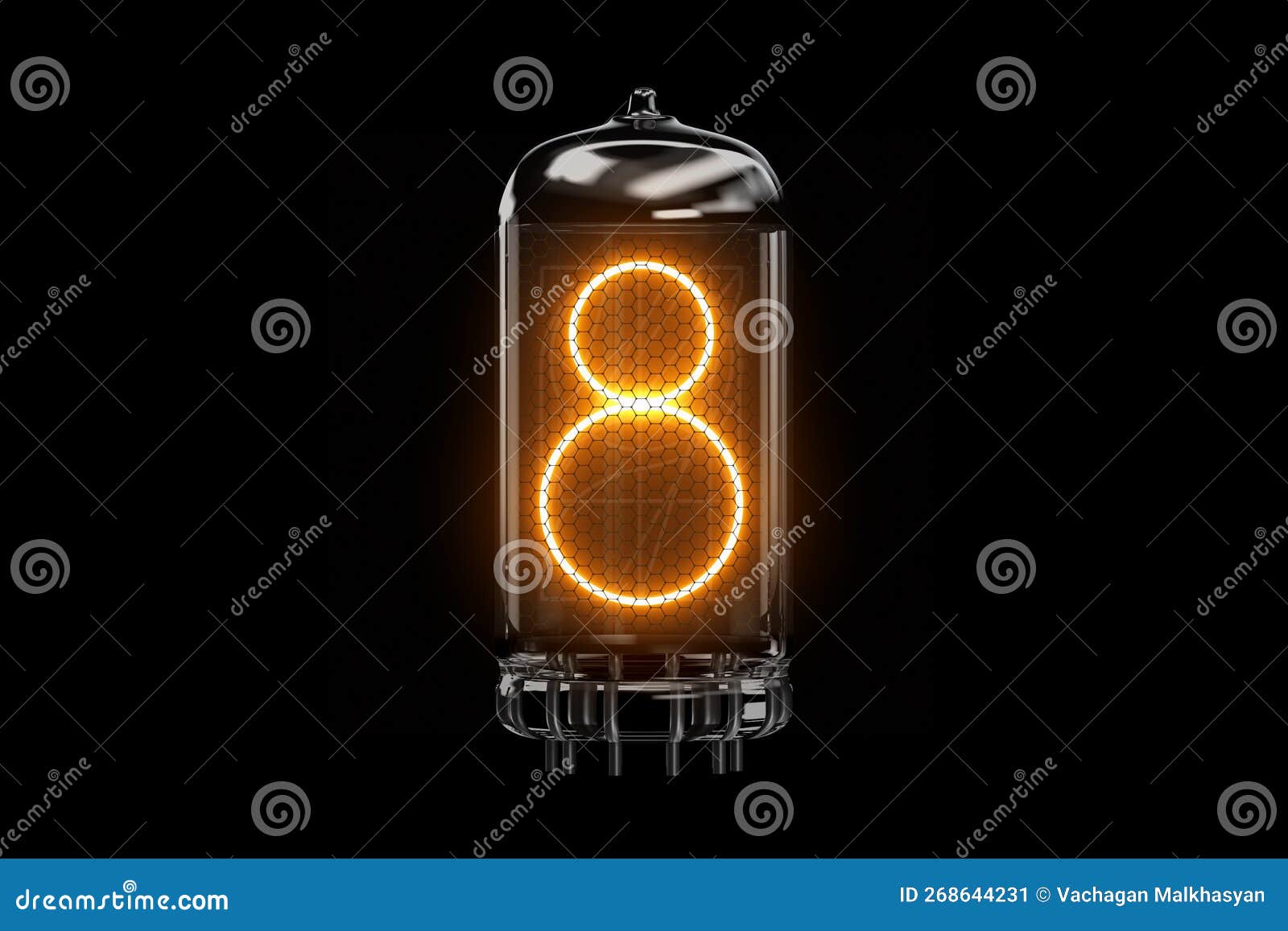 Eight. Digit 8. Nixie Tube Indicator Digit. Gas Discharge Indicators ...