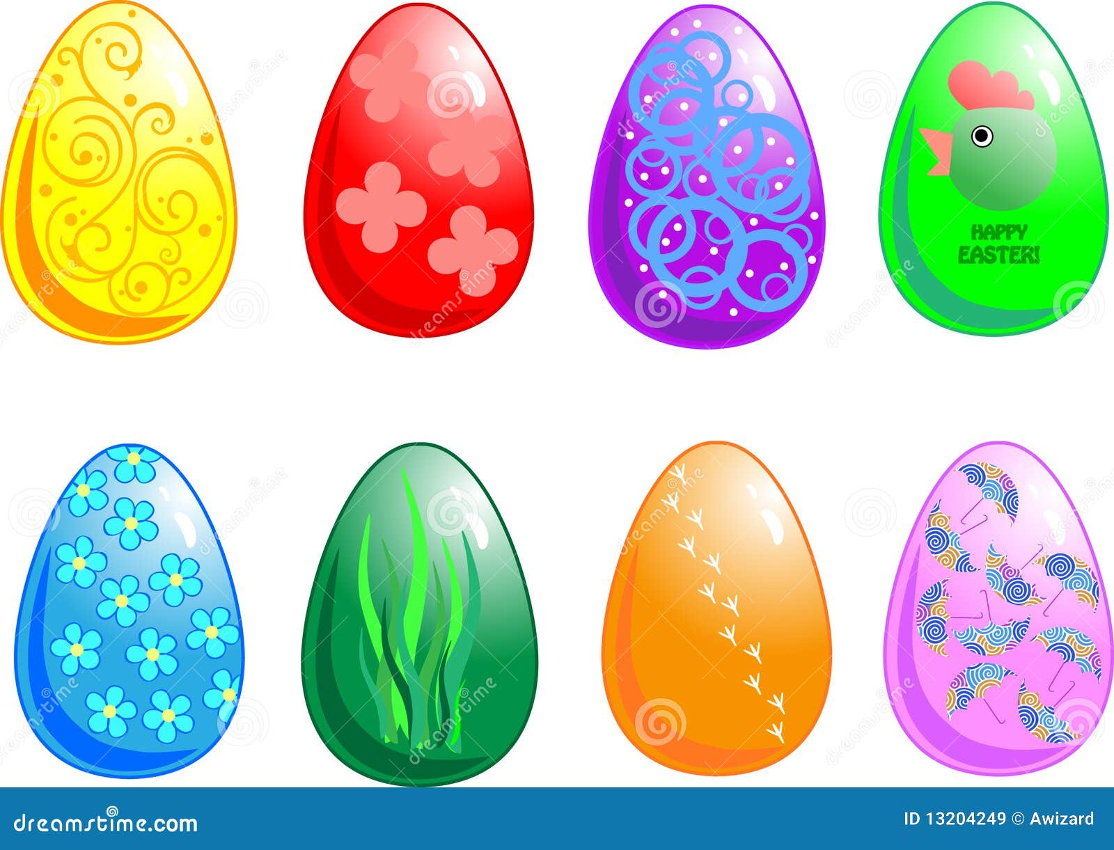 Eight Easter eggs stock vector. Illustration of pattern - 13204249