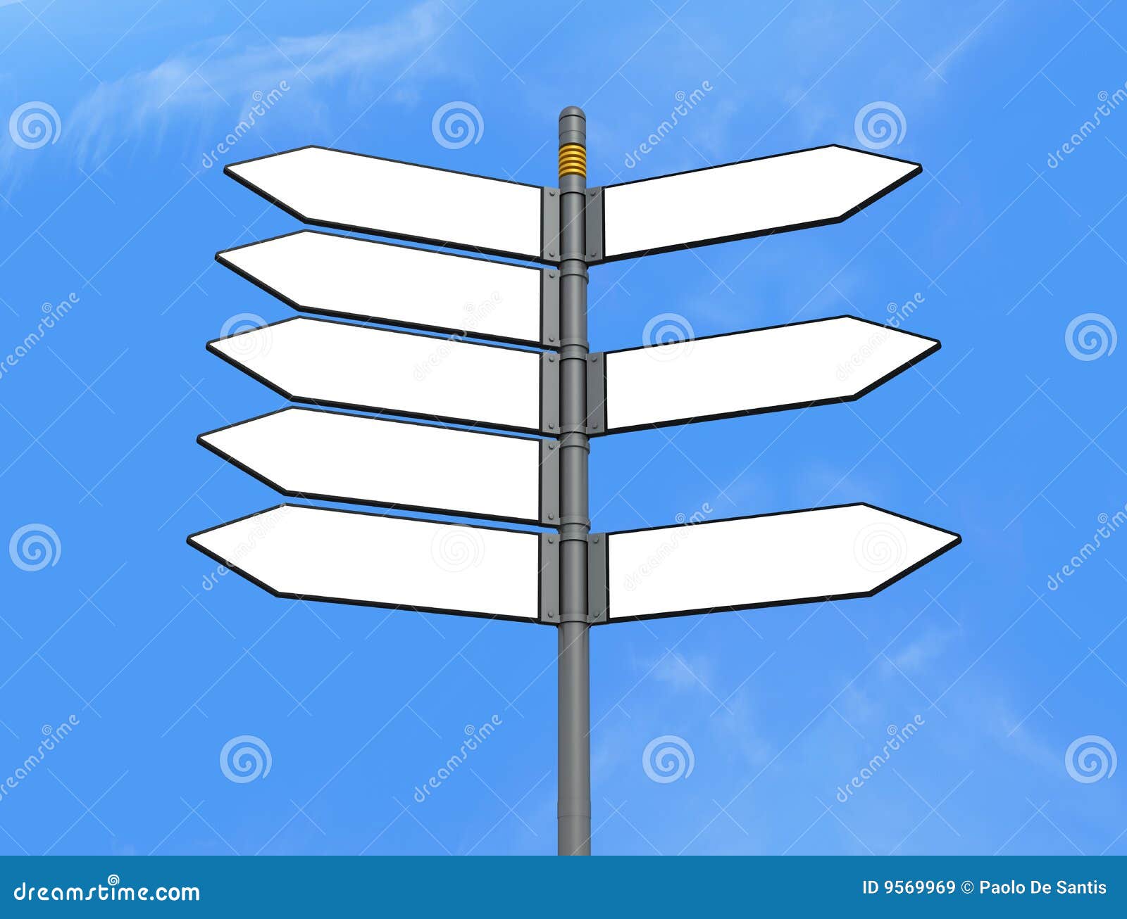 Eight Empty Directional Sign Post Stock Illustration - Illustration of ...