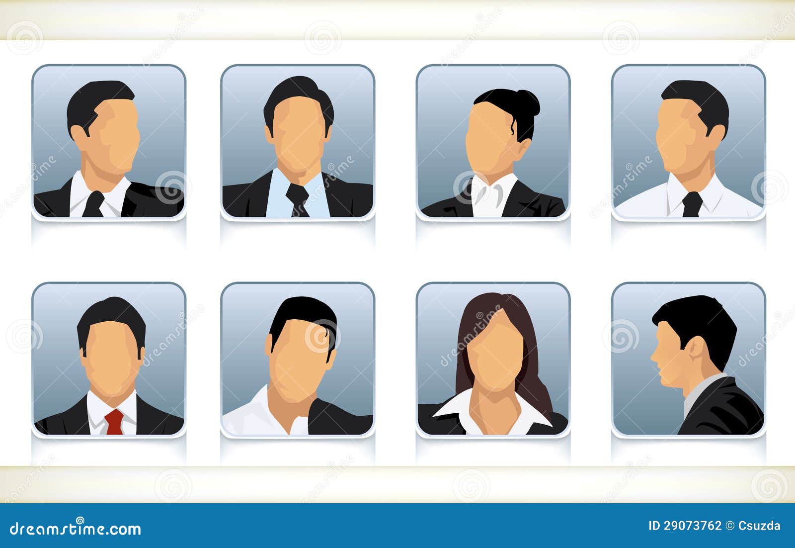 Eight Faceless Heads Of Businesspeople Vector Illustration ...