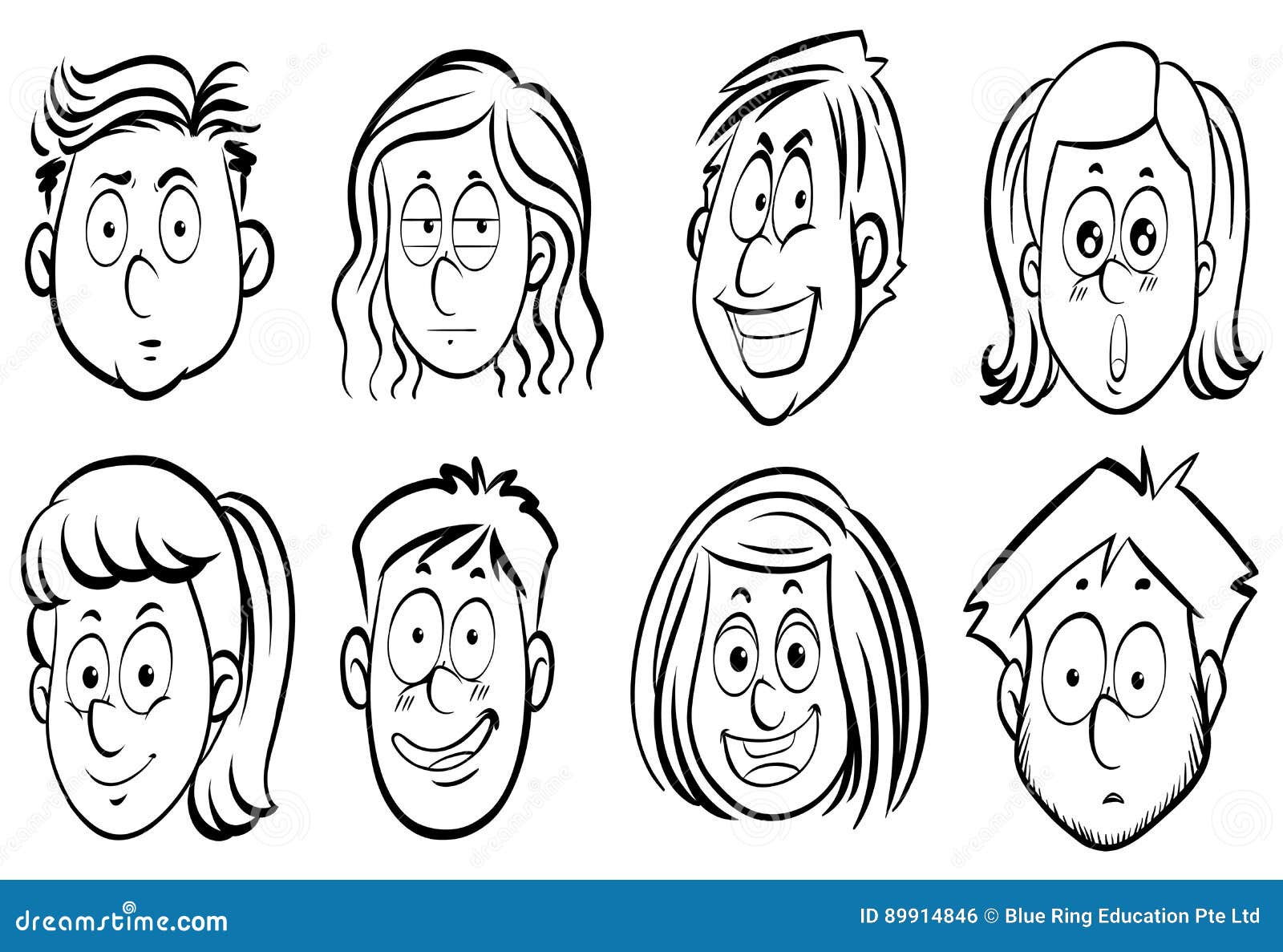 Eight Faces of Human Expressions Stock Vector - Illustration of emotion ...