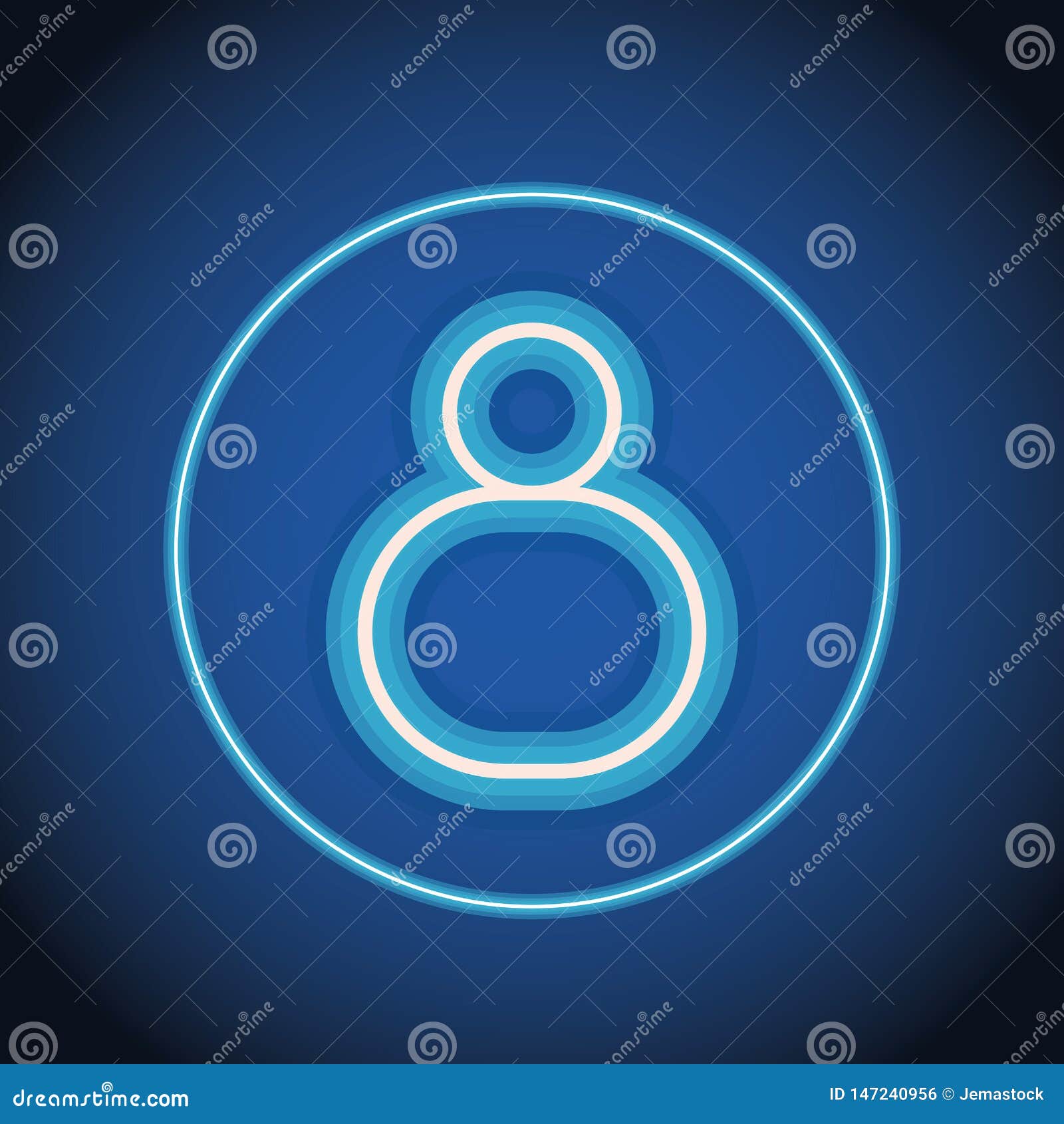 Eight font number neon stock vector. Illustration of futuristic - 147240956