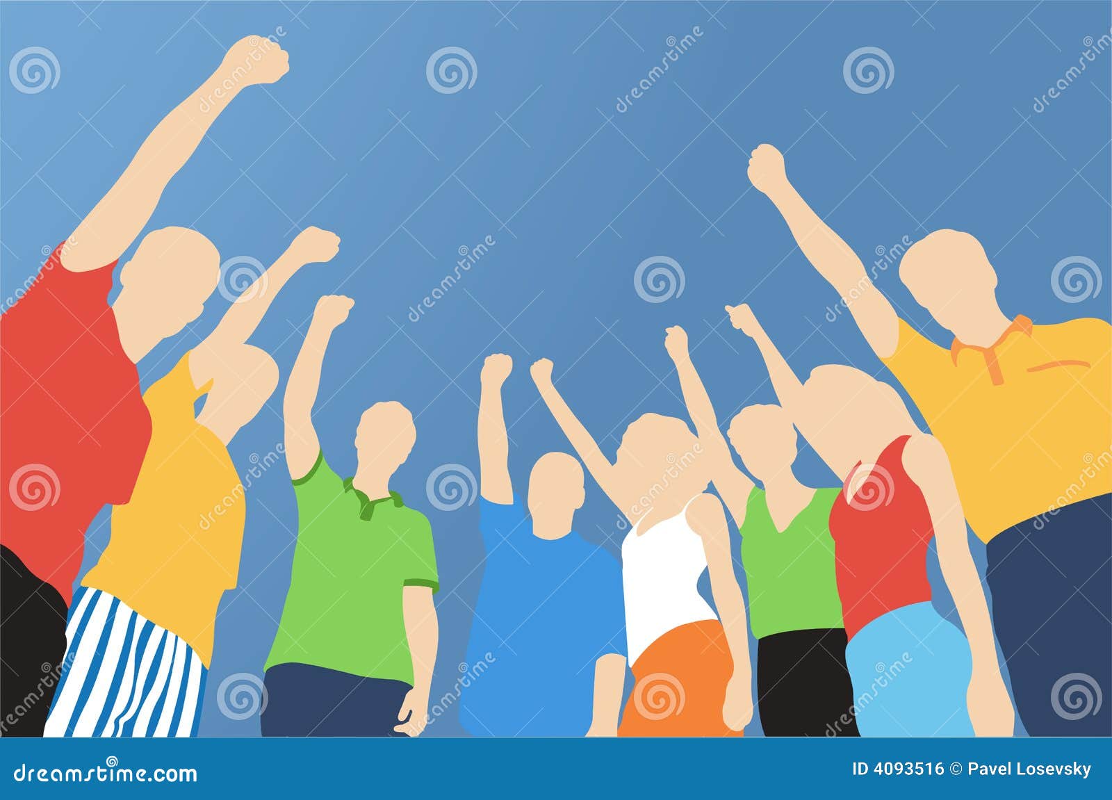 Eight Friends Crossed Hands Vector Illustration | CartoonDealer.com ...