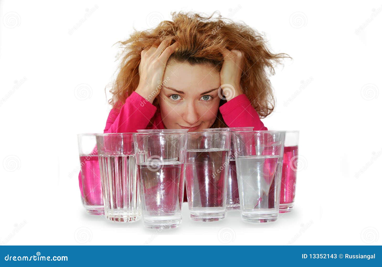 Eight glasses of water stock image. Image of thinking - 13352143