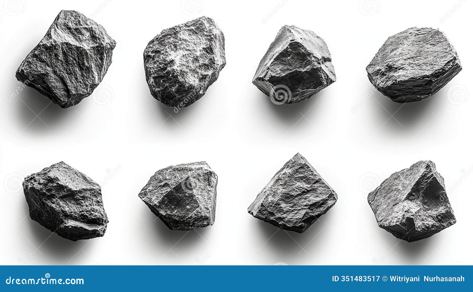 Eight Grey Stones Isolated on White Background Stock Illustration ...