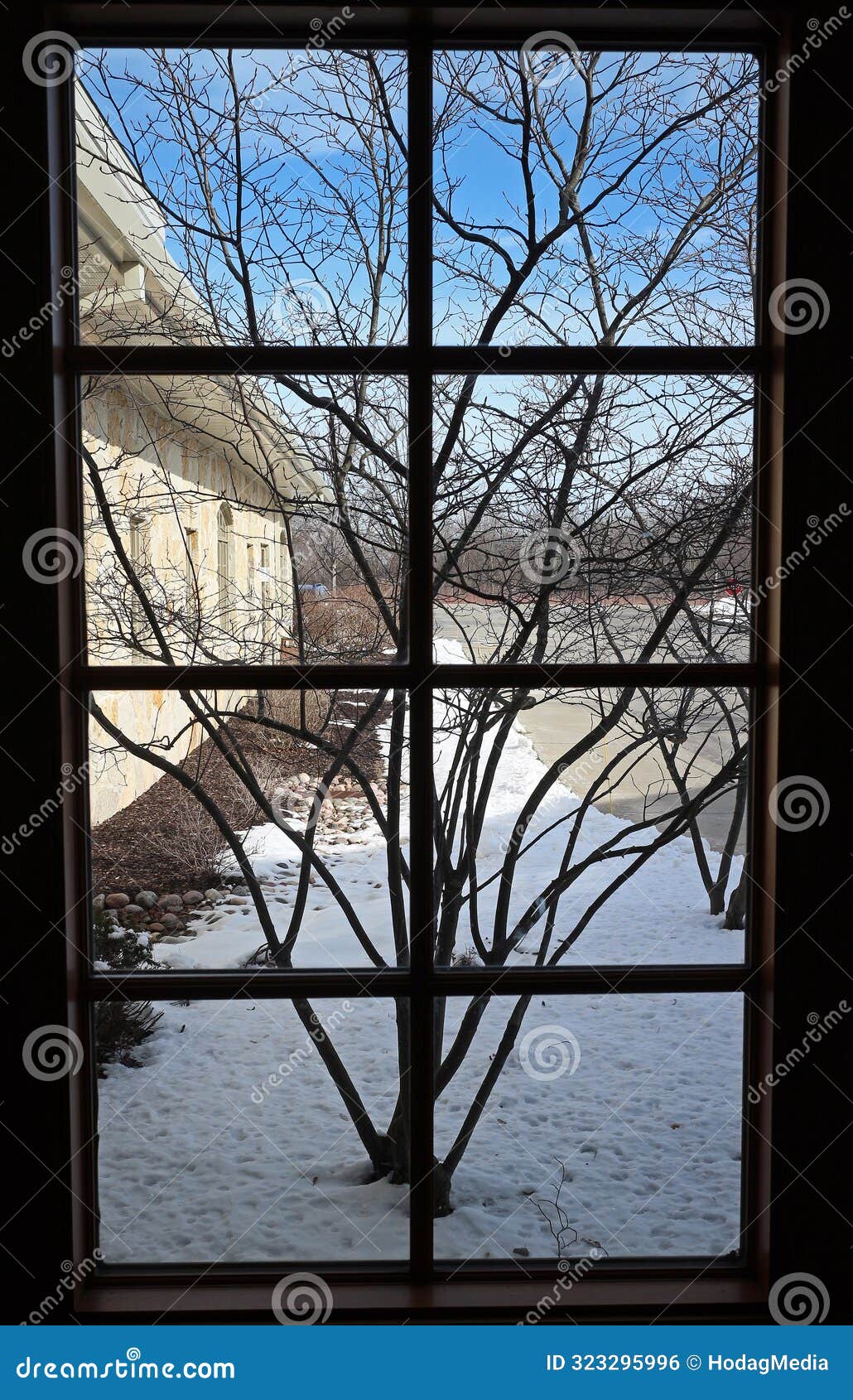 Eight Grill Window Winter Looking Out from Inside Stock Photo - Image ...