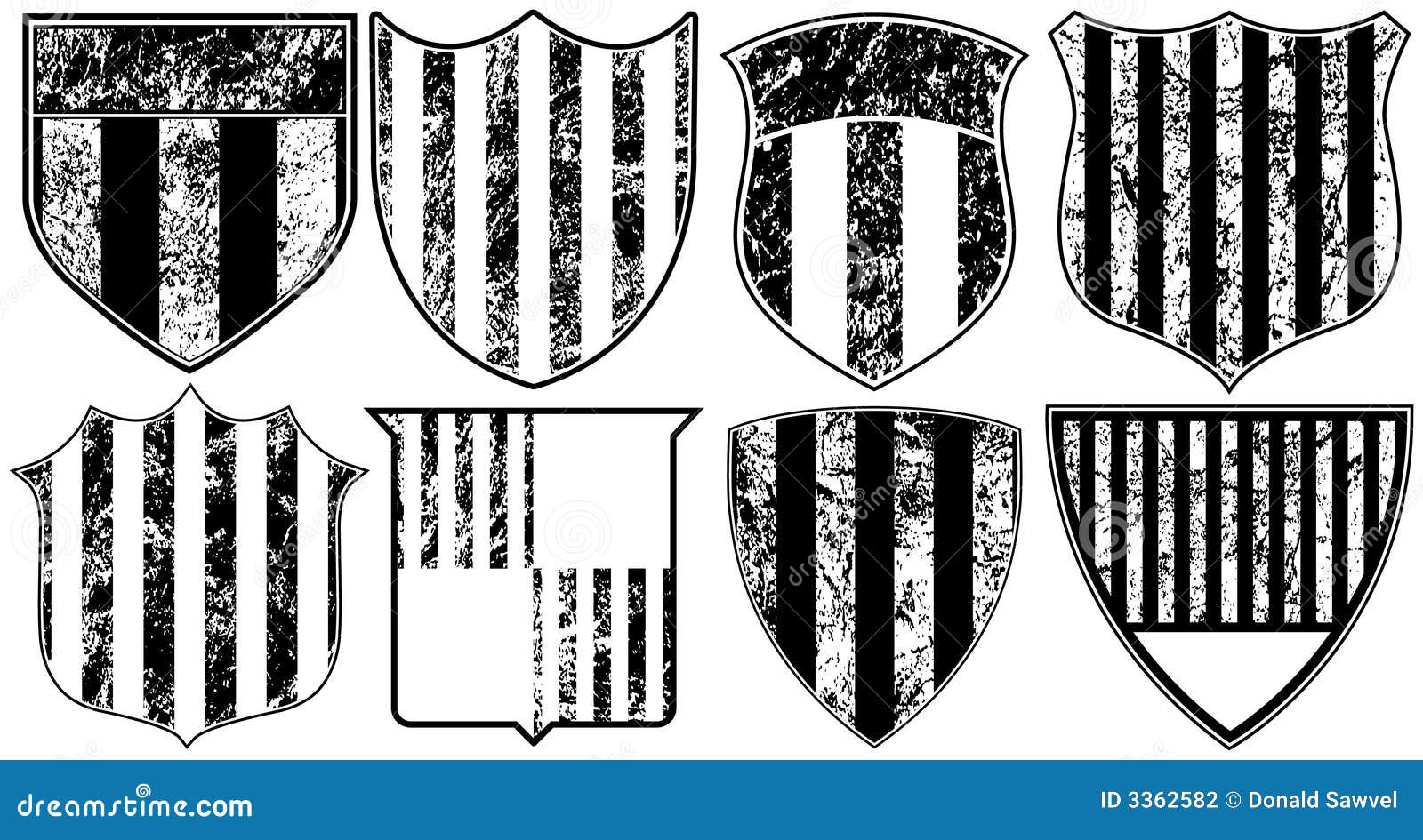 Eight Grunge Striped Shields Stock Vector - Illustration of icon, coat ...