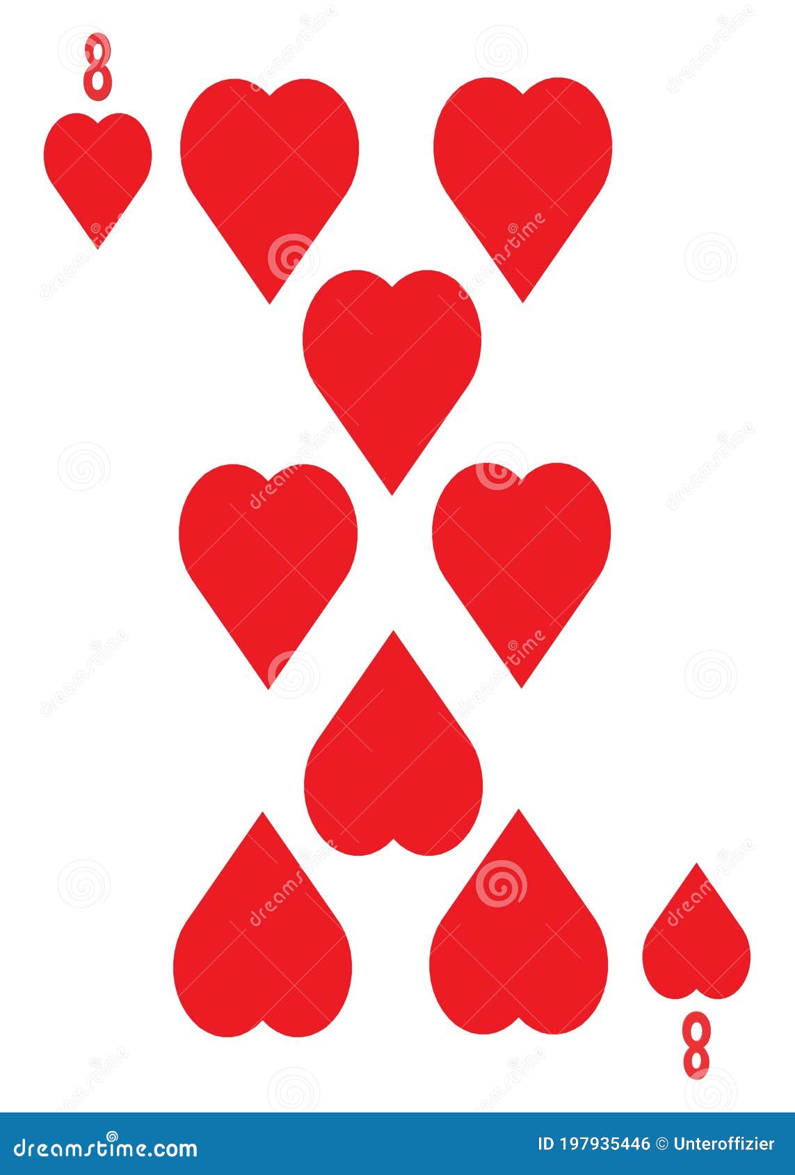 The Eight of Hearts Card in a Regular 52 Card Poker Playing Deck Stock ...