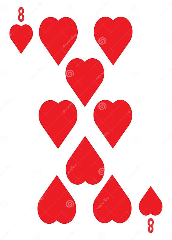 The Eight of Hearts Card in a Regular 52 Card Poker Playing Deck Stock ...