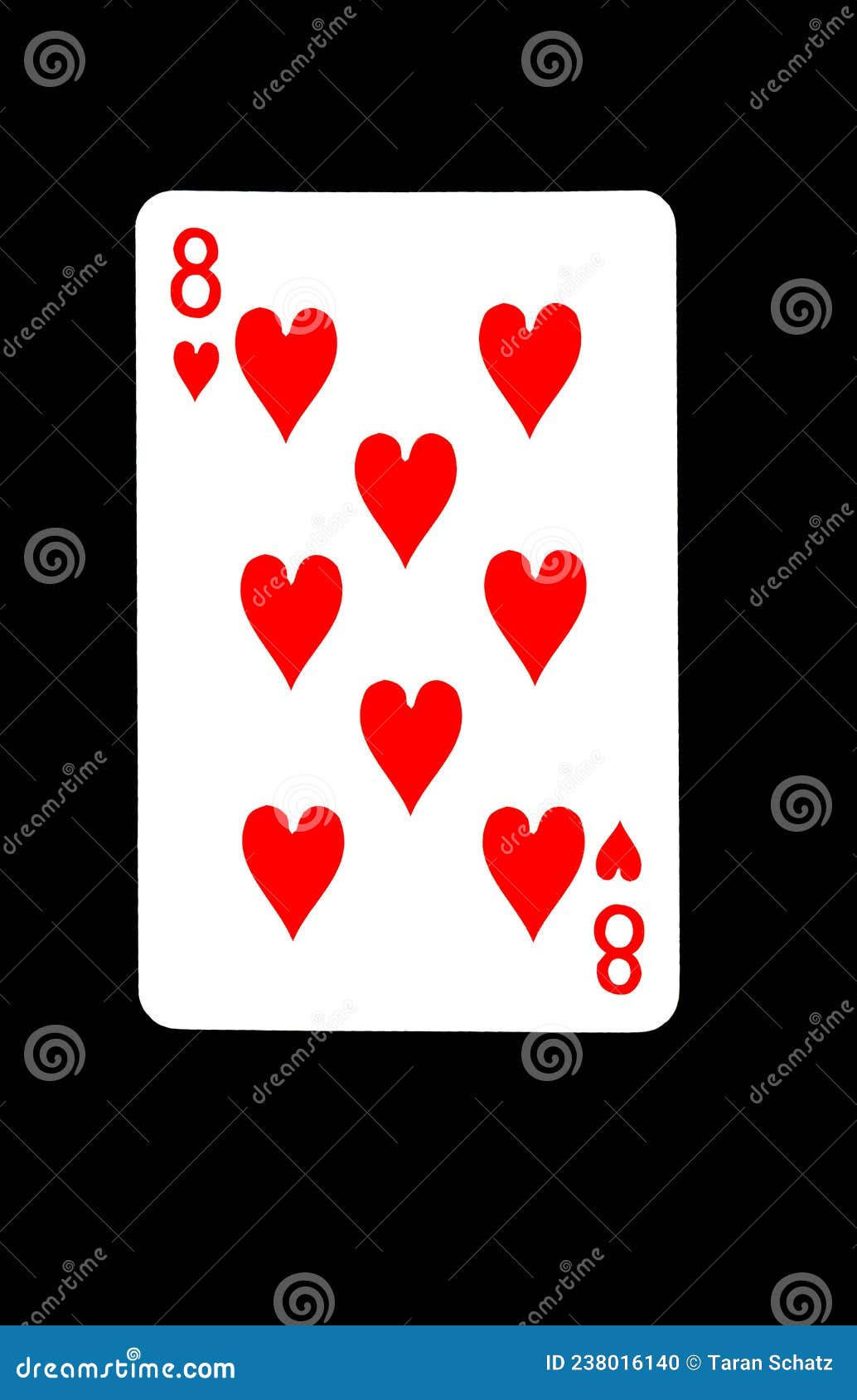 Eight of Hearts Playing Card on Black Background Stock Illustration ...
