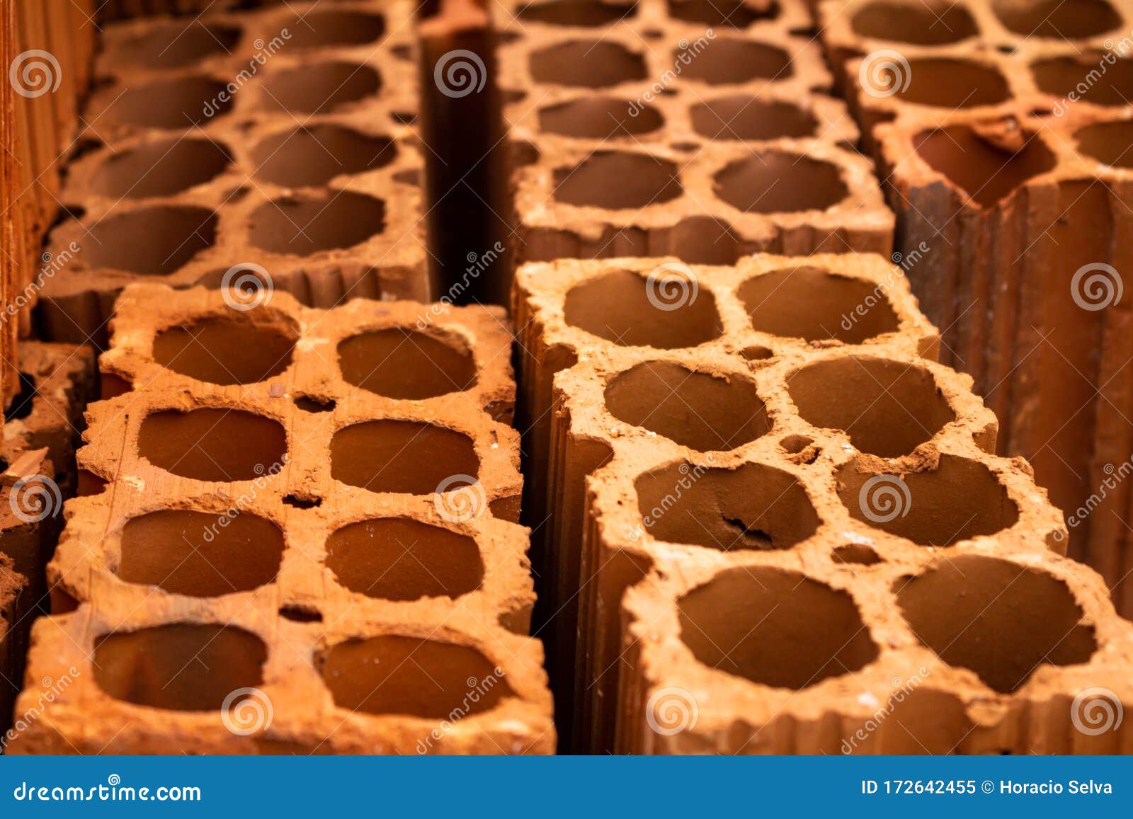 Eight-hole Clay Bricks for Construction. Selective Focus Stock Image ...