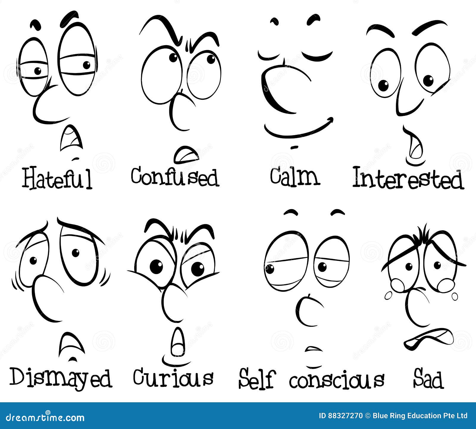 Eight Human Faces with Different Emotions Stock Vector - Illustration ...