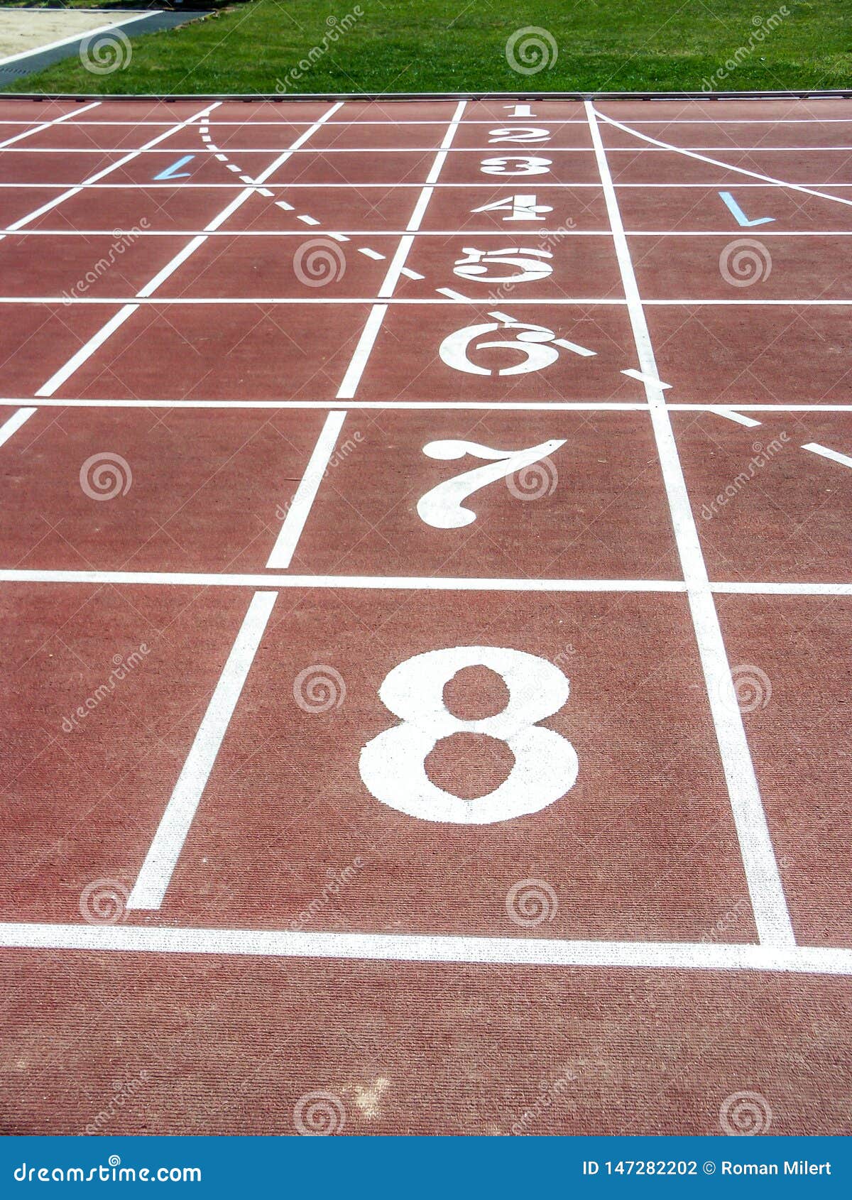 Running Track with Starting Numbers Stock Photo - Image of numbered ...