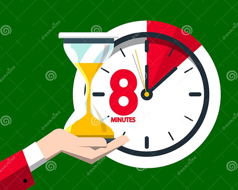 Eight Minutes Clock Vector Icon Stock Vector - Illustration of isolated ...