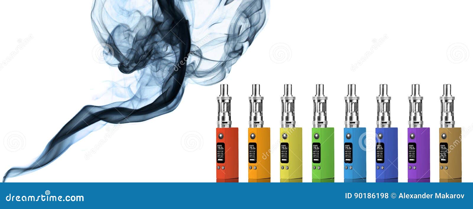 Eight Multicolored Electronic Cigarettes Stock Photo - Image of ...