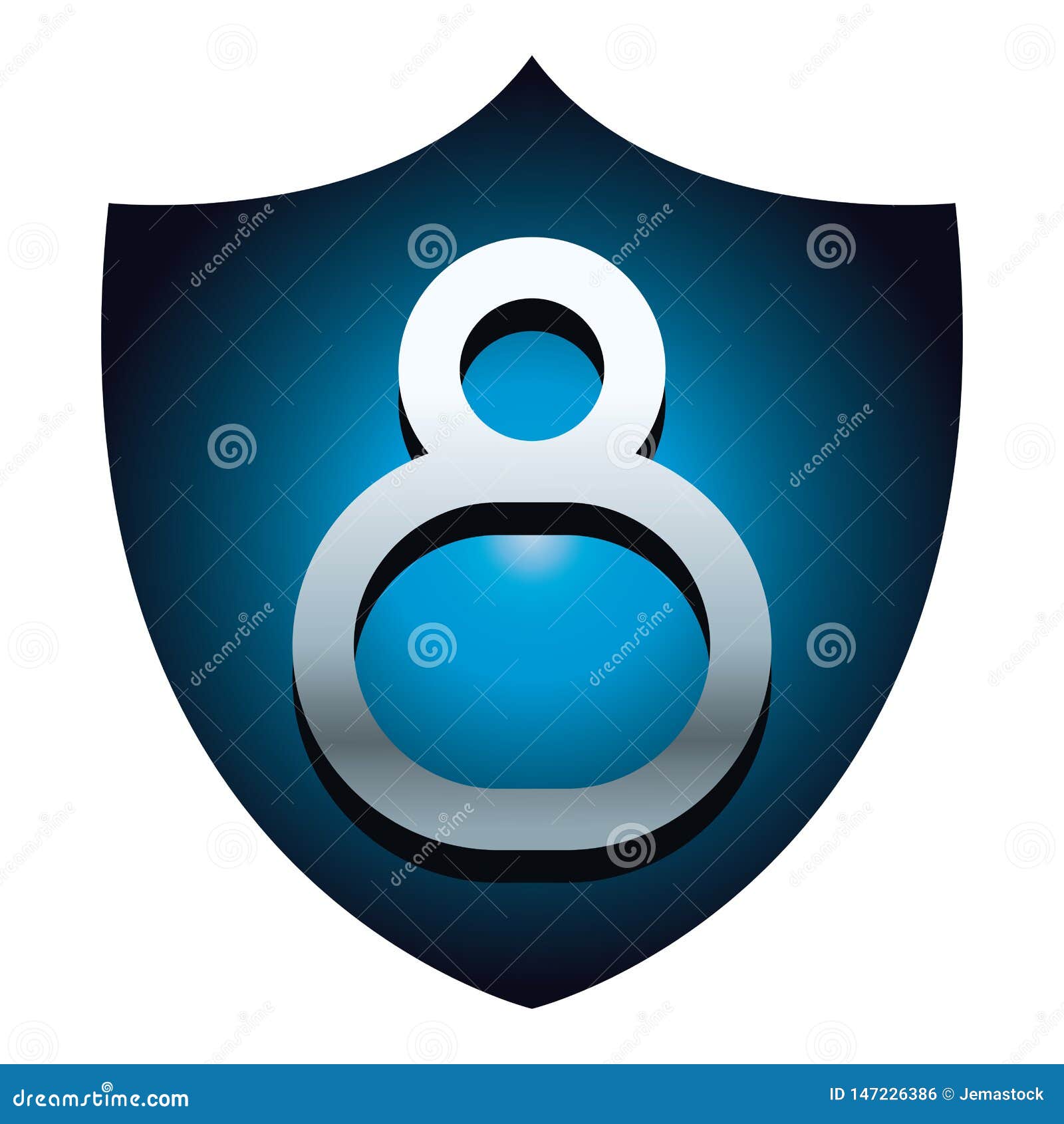 Eight Number on Blue Shield Stock Vector - Illustration of numeral ...