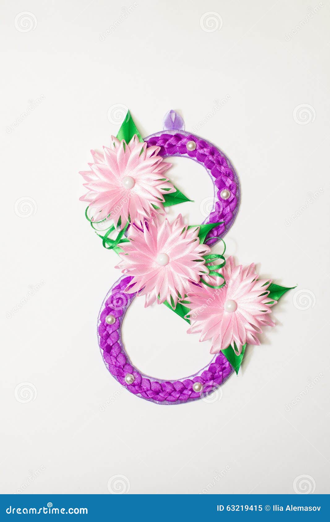 Eight Number Made of Ribbons Flowers Stock Image - Image of silk ...