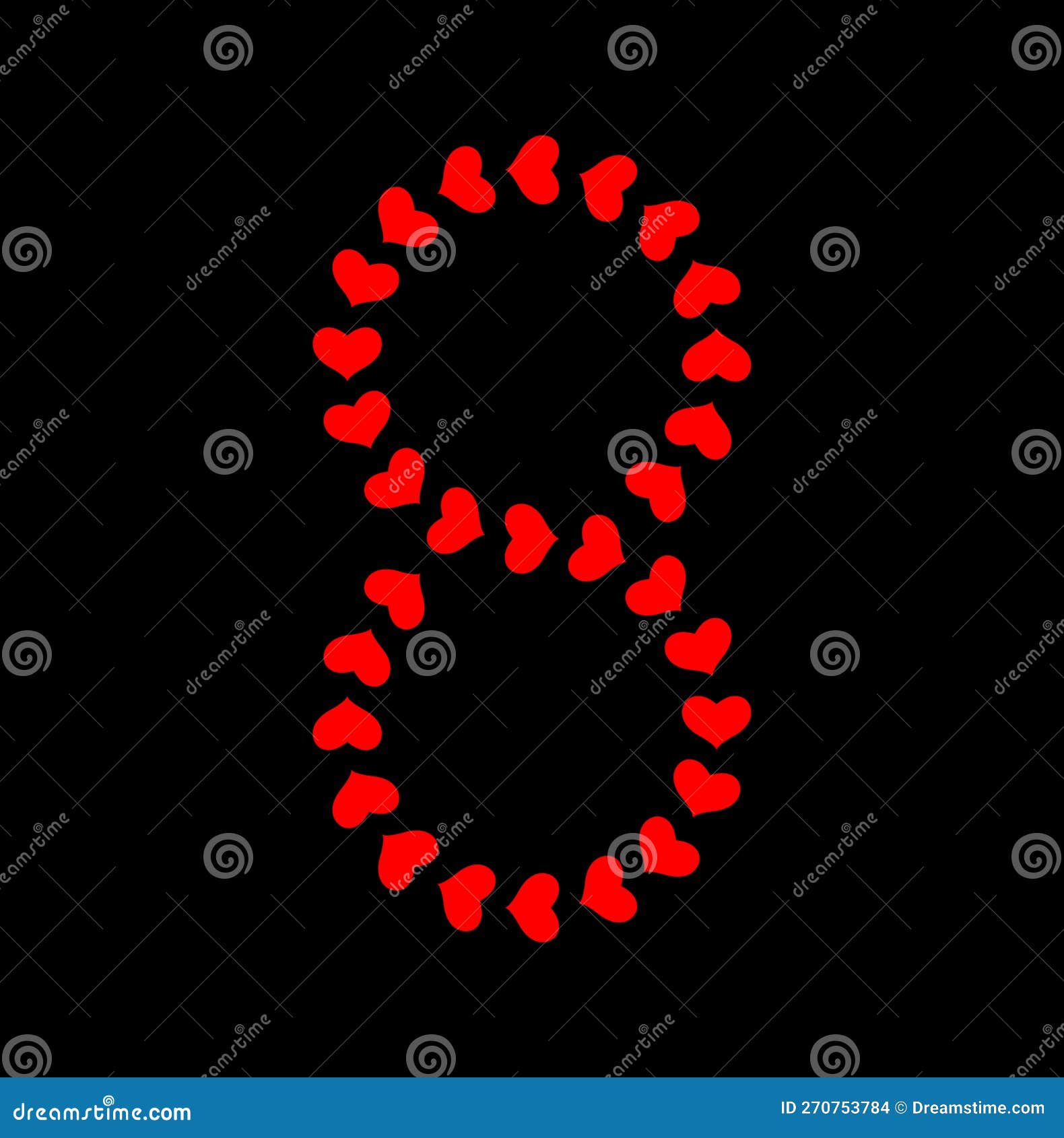 The Eight Number with Red Hearts Vector Icon Stock Illustration ...