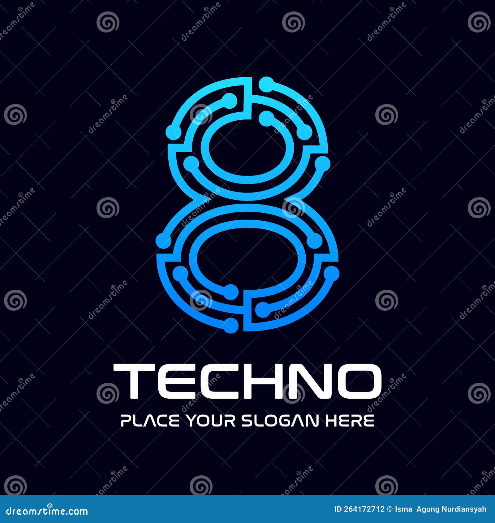 Eight or 8 Number Technology Vector Logo Template Stock Vector ...
