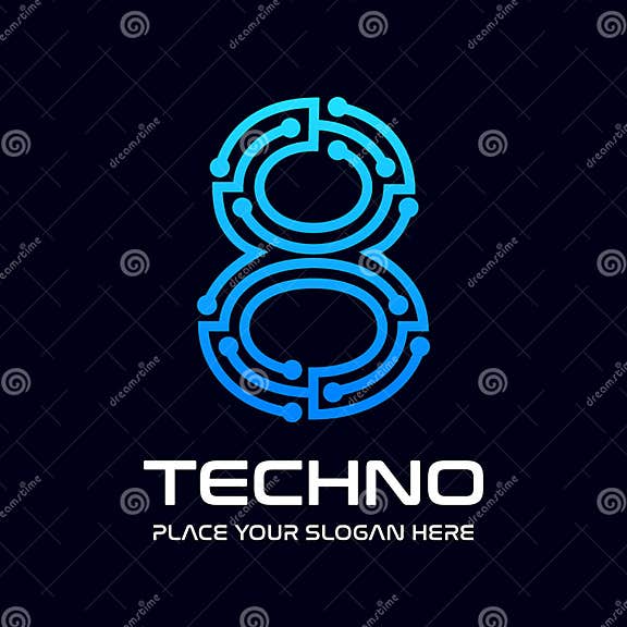 Eight or 8 Number Technology Vector Logo Template Stock Vector ...