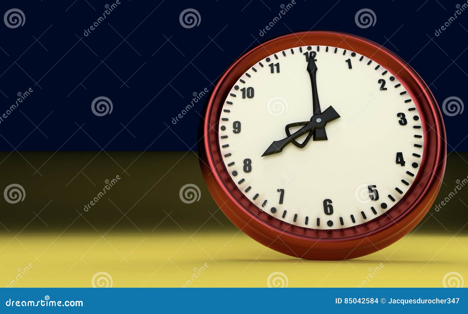 Eight O`clock Big Clock Rush Watch Yellow Background 3D Illustration ...