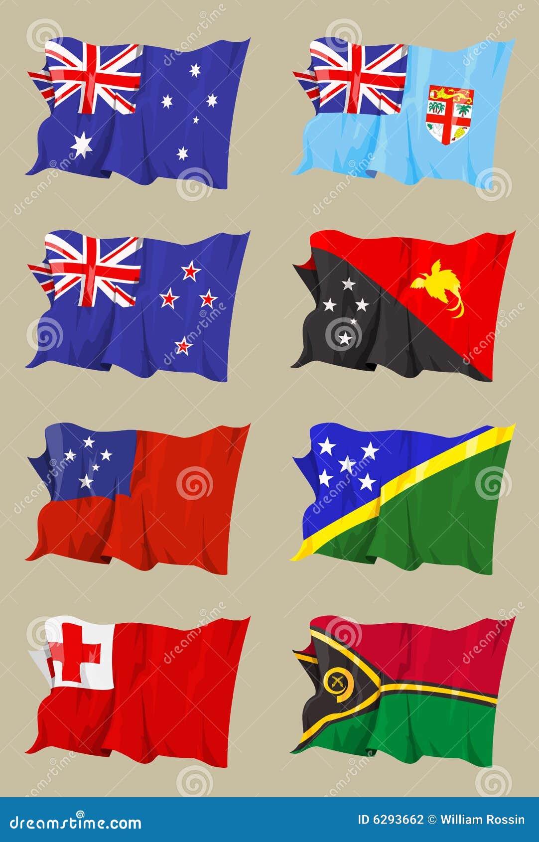 Eight Oceanic flags stock illustration. Illustration of national - 6293662