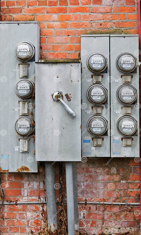 Eight old power meters stock photo. Image of electrical - 24049584