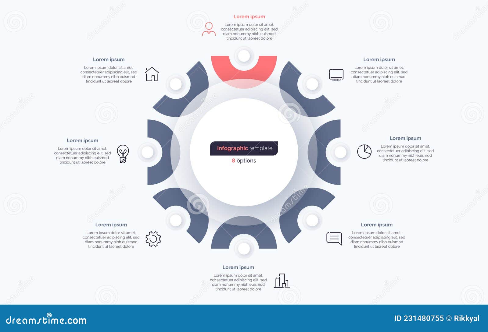 Eight Option Circle Infographic Design Template. Vector Illustration ...