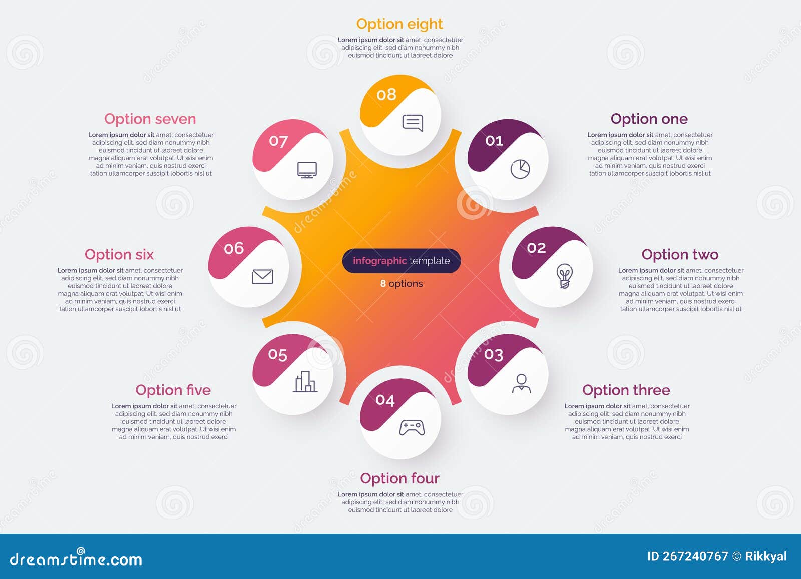 Eight Option Circle Infographic Diagram. Vector Illustration Stock ...