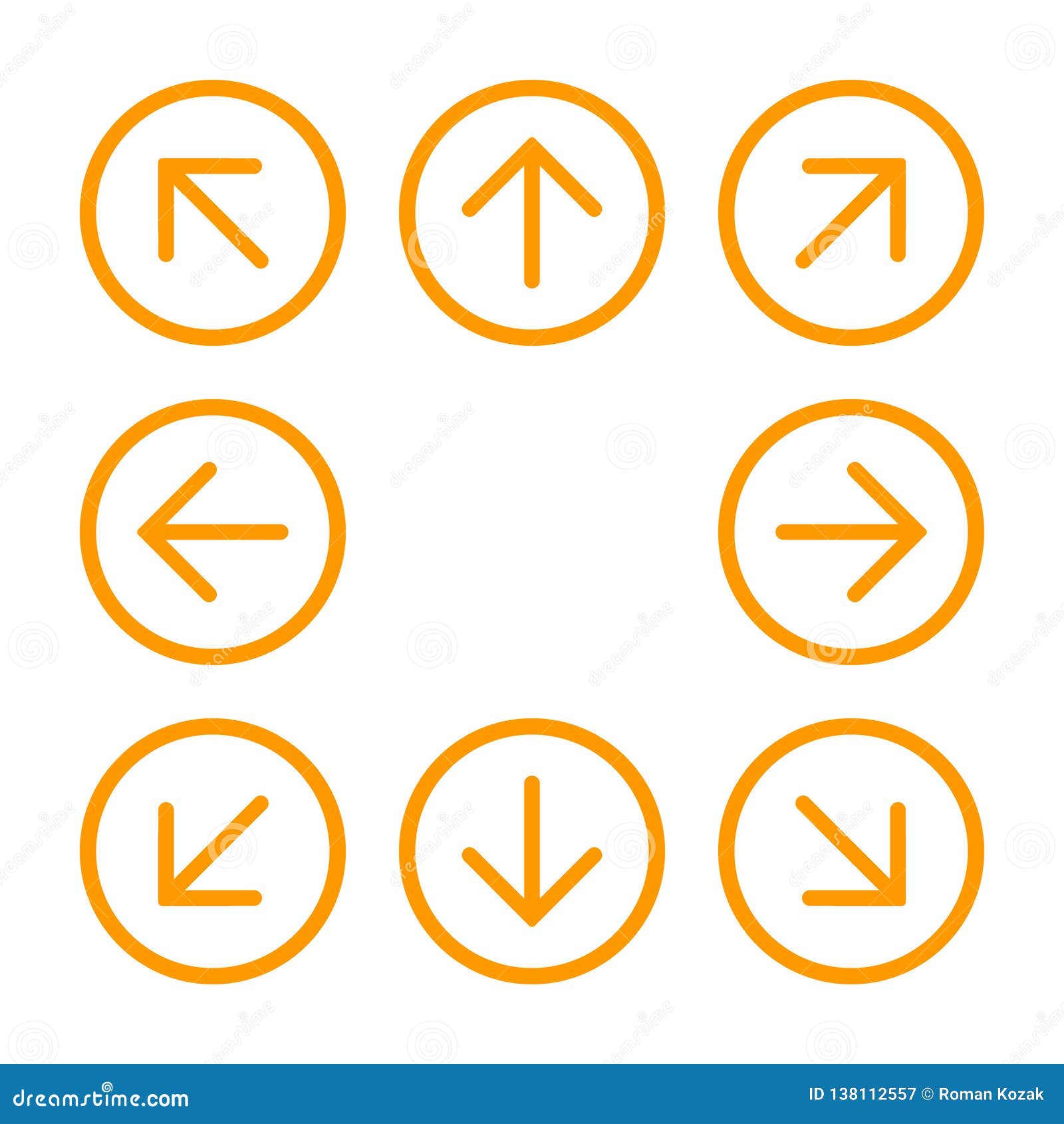 8/eight Orange Arrows in Circle with Different Directions Stock Vector ...