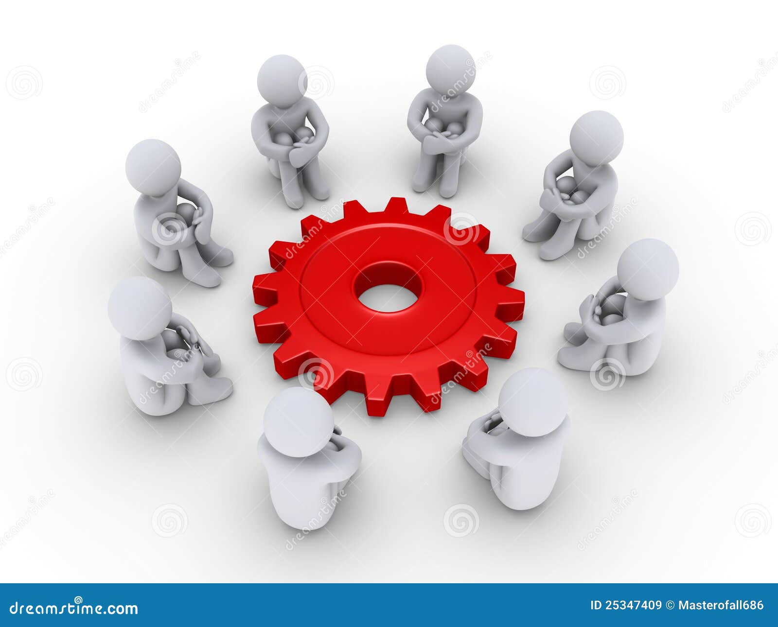 Eight People Around Cogwheel Stock Illustration - Illustration of ...