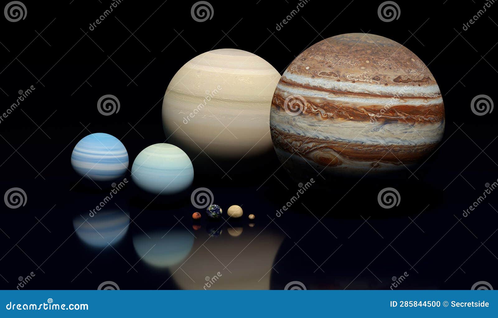 Sun And The Eight Planets Of The Solar System With Deep Space And ...