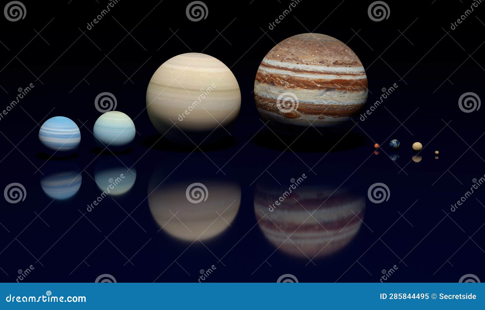 The Eight Planets of the Solar System on a Dark Blue Background Stock ...