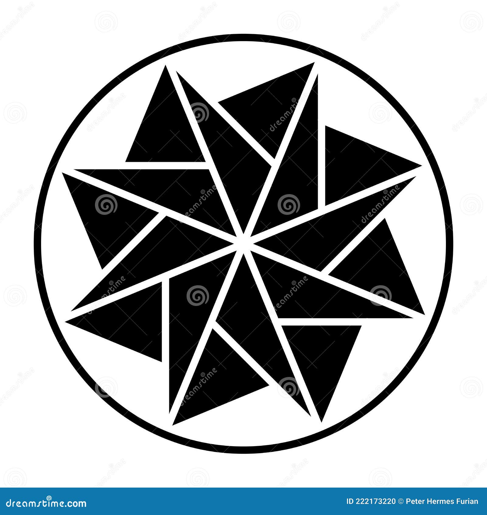 Eight-pointed Star Made of Triangles, within a Circle Frame Stock ...