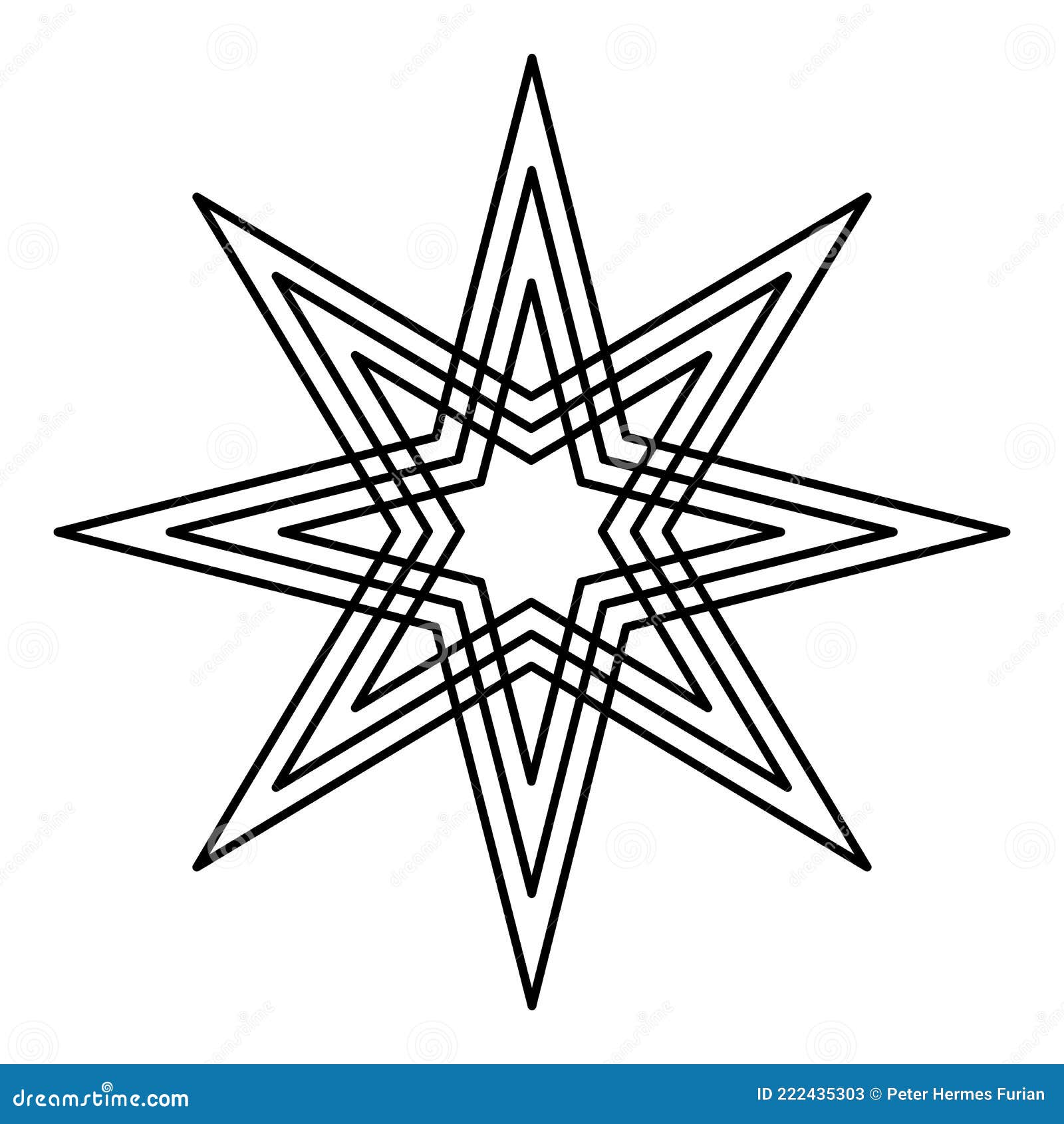 Eight-pointed Star, an Octagram with Three Symmetric Offset Lines Stock ...