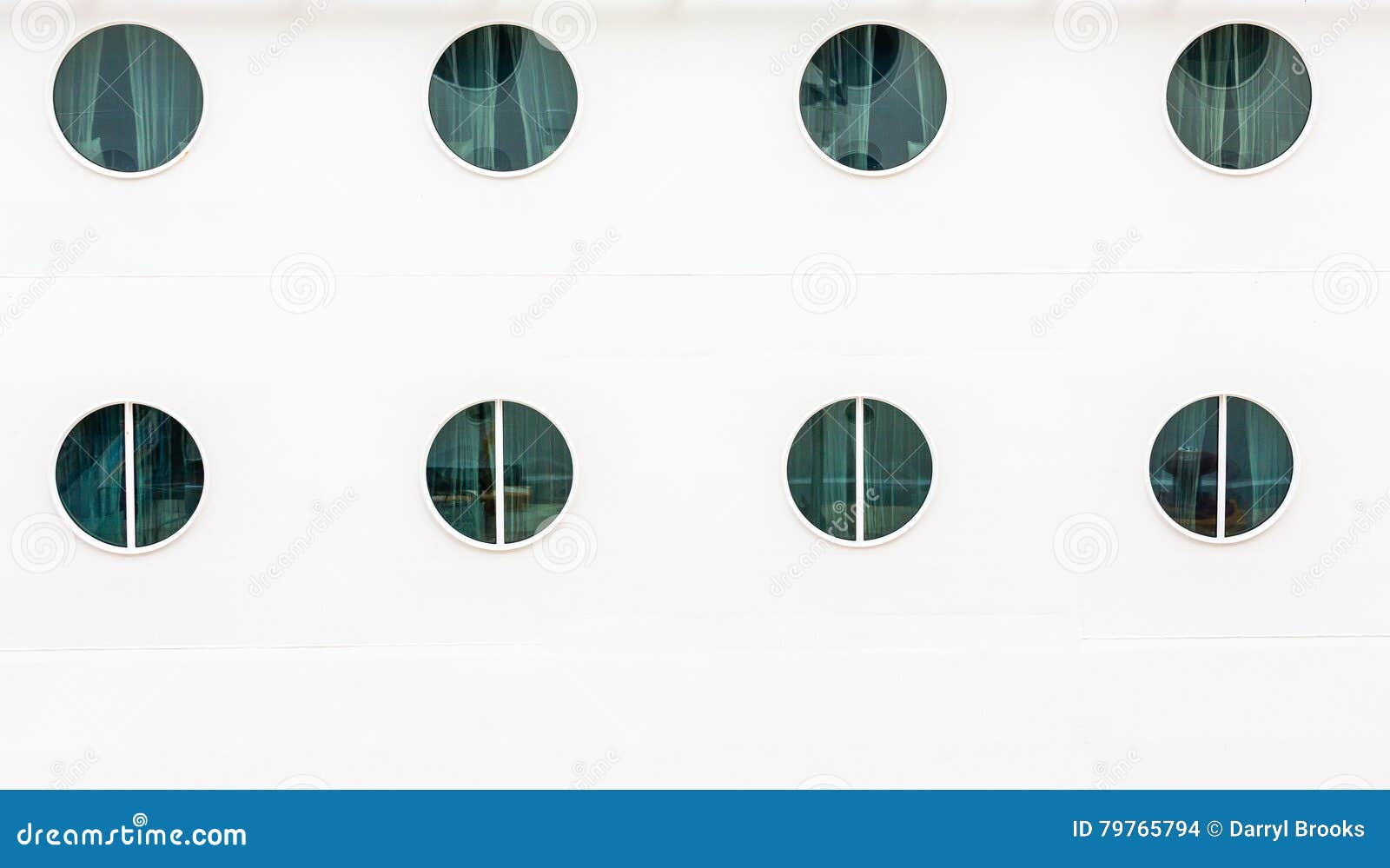 Eight Portholes on White Bulkhead Stock Photo - Image of portholes ...
