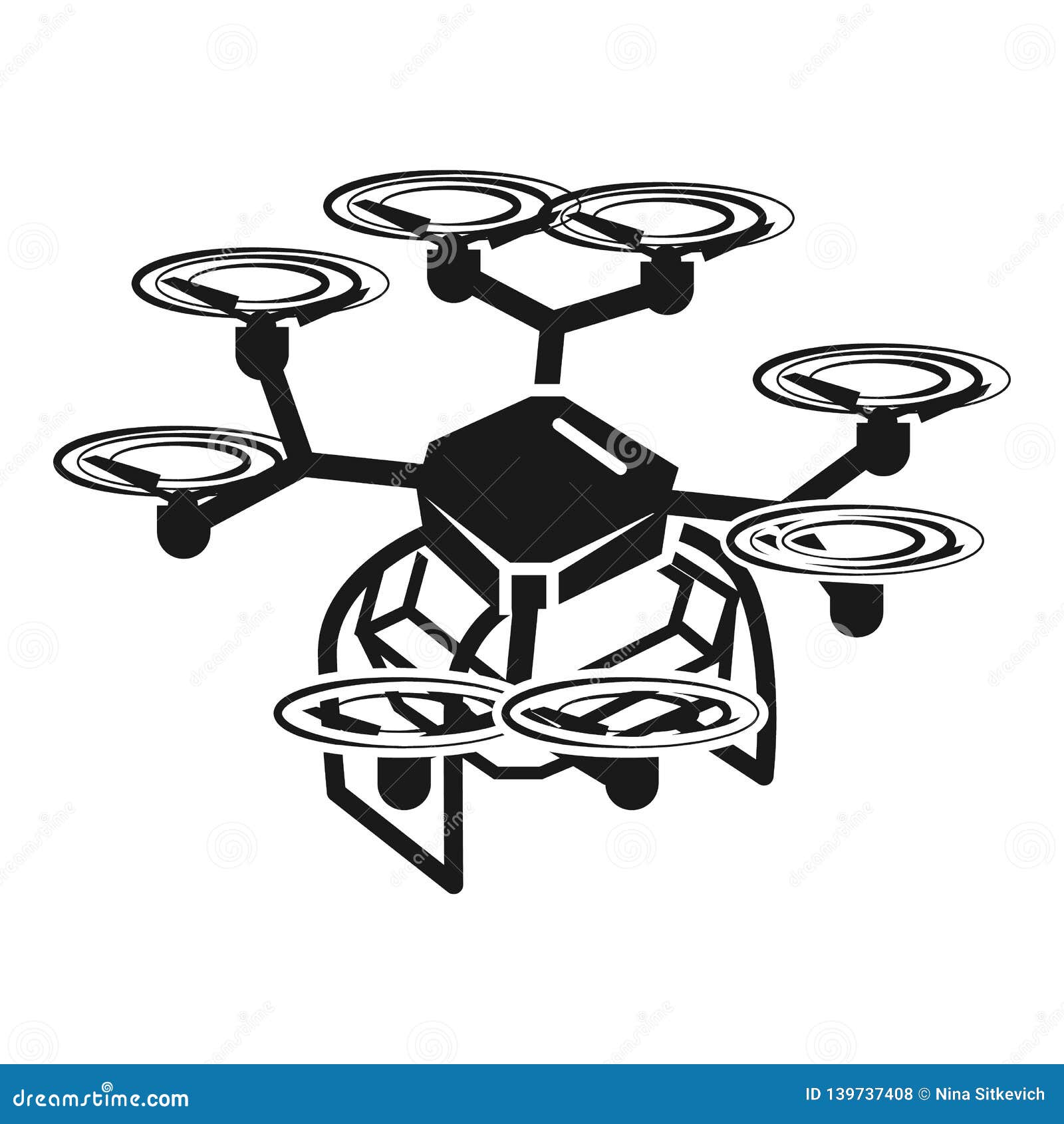 Eight Propeller Drone Icon, Simple Style Stock Vector - Illustration of ...