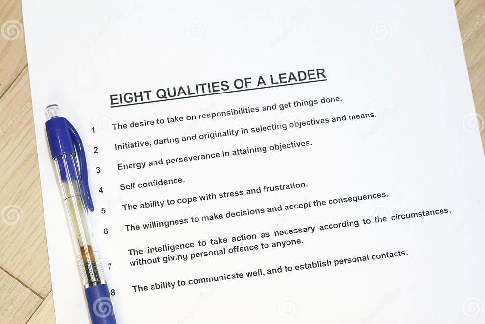 Eight Qualities of a Leader Stock Image - Image of teamwork, leadership ...