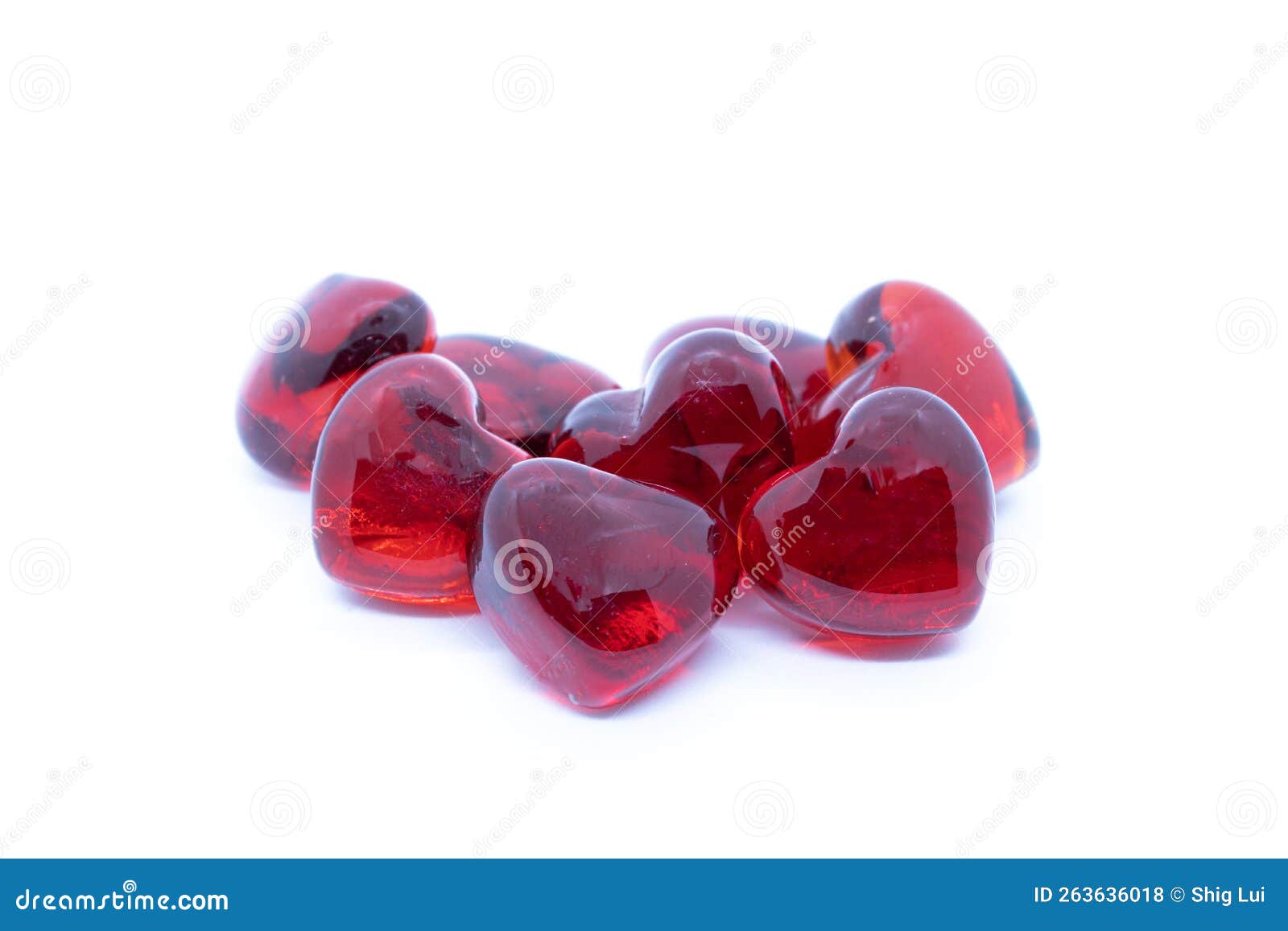 Eight Red Glass Hearts on a White Background. Stock Photo - Image of ...