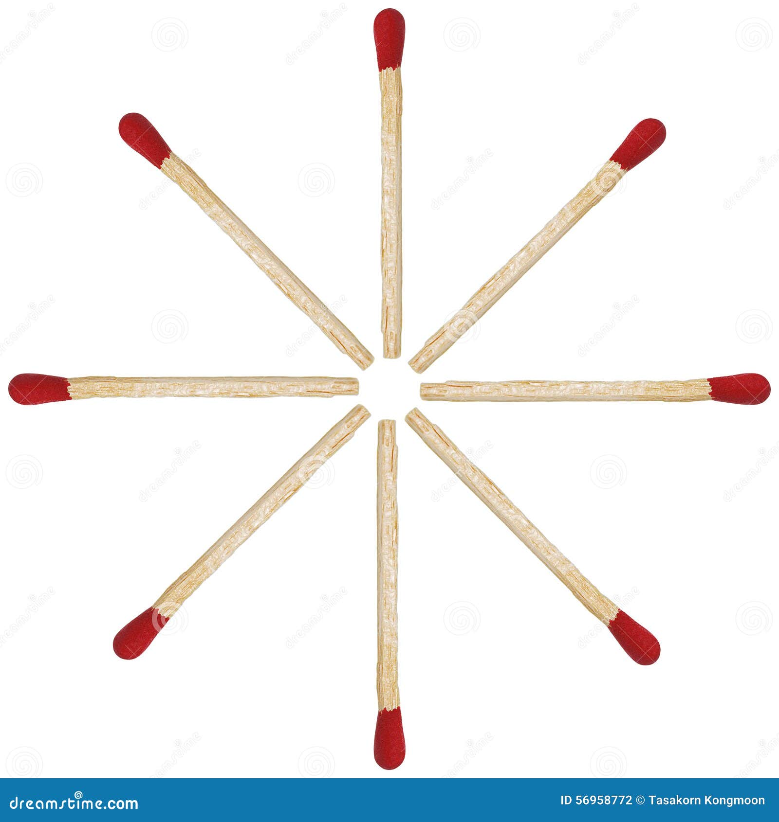 Eight Red Match Sticks Isolated on White Stock Photo - Image of match ...