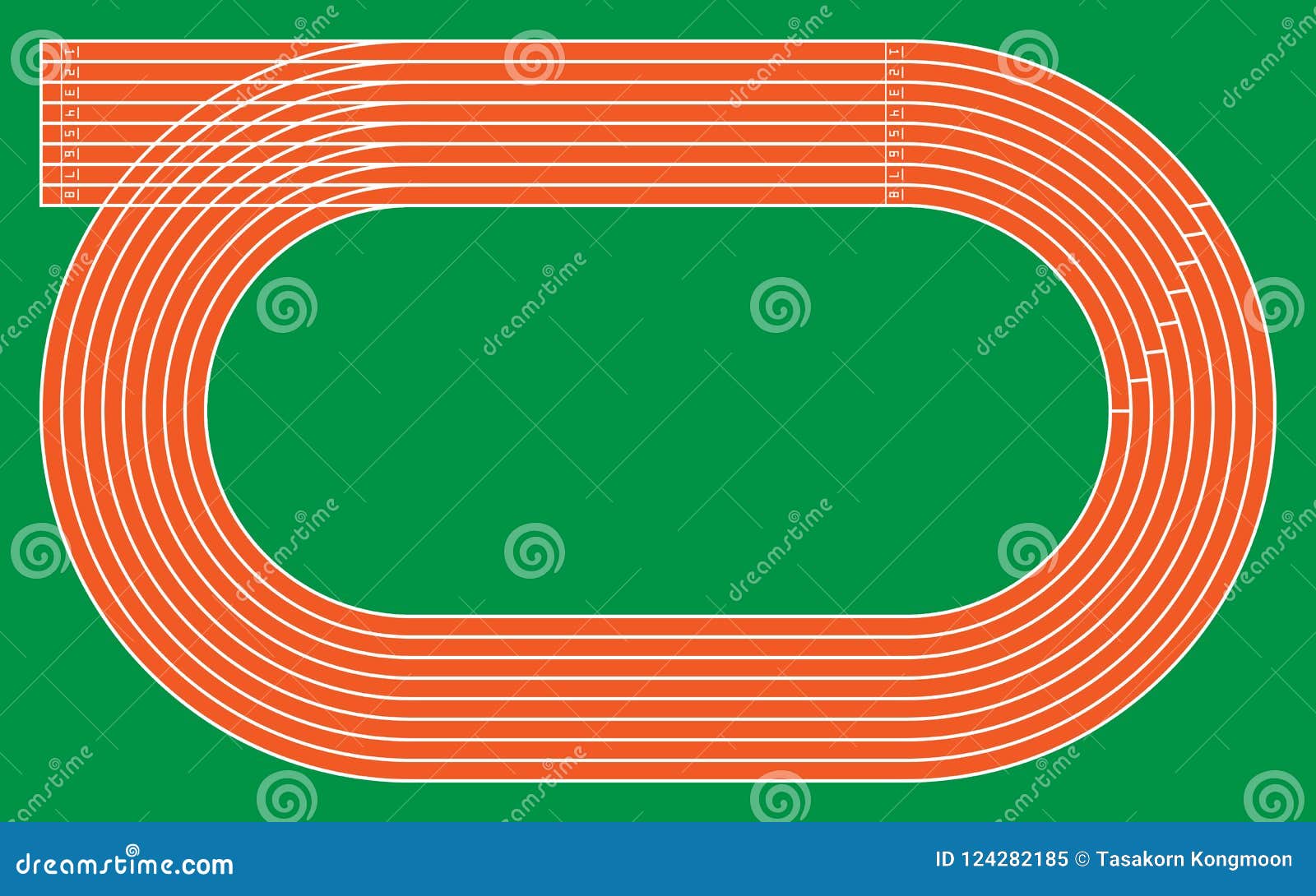 Eight Running Tracks on Green for Pattern and Design,vector ...