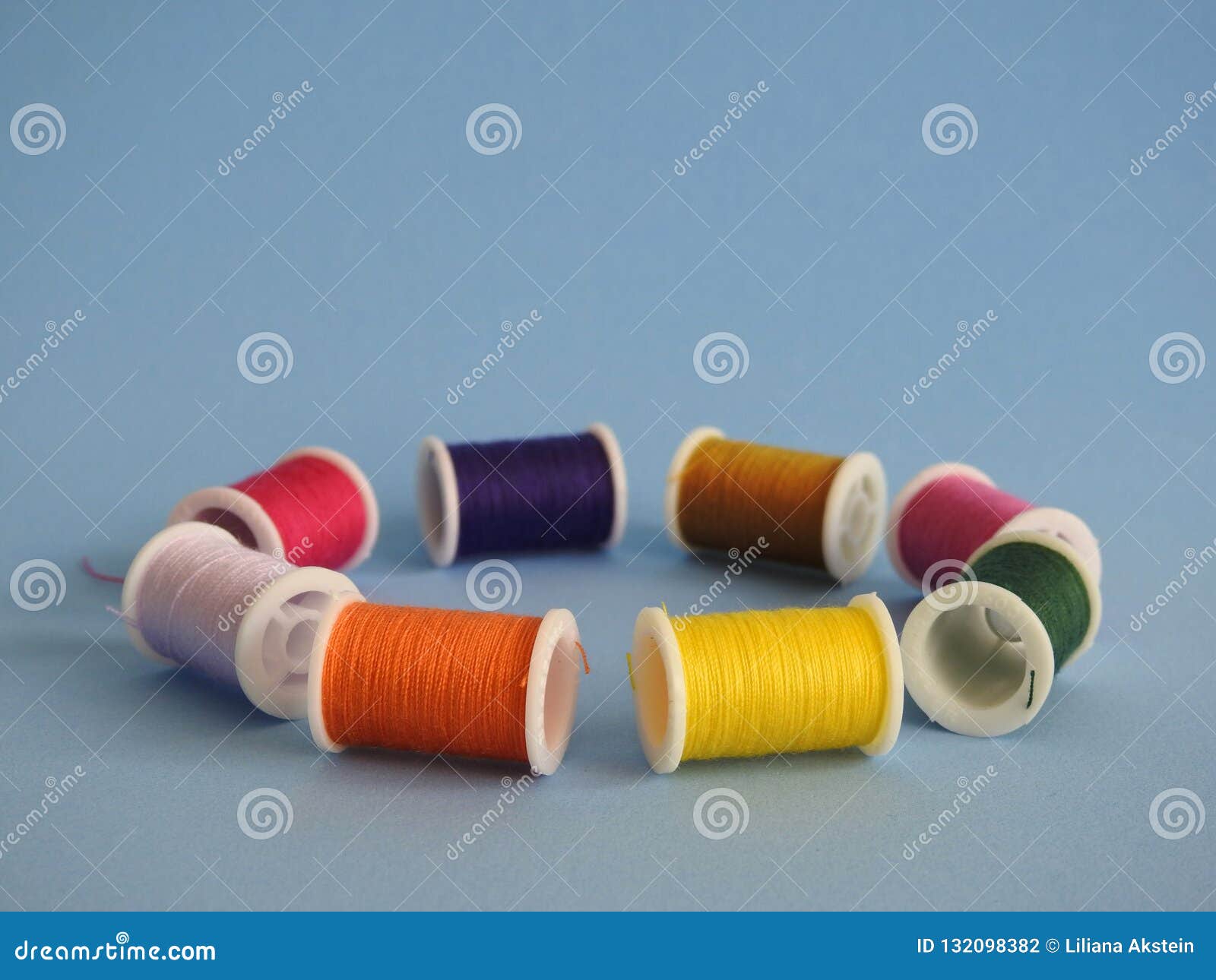 Eight Reels of Sewing Thread Positioned in a Circle. Stock Photo ...