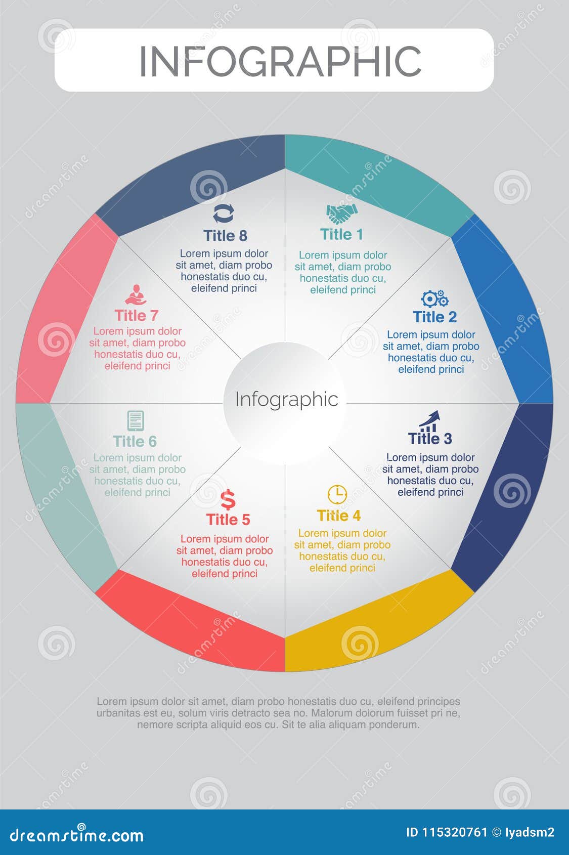 Eight Shape Infographics Colorful Icons Design Stock Vector ...