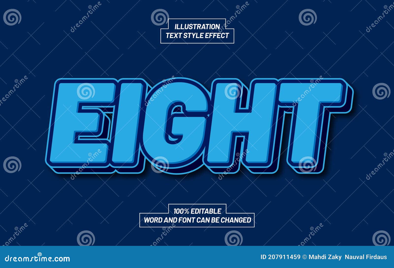 Eight Blue Text Style Effect Stock Vector - Illustration of graphic ...