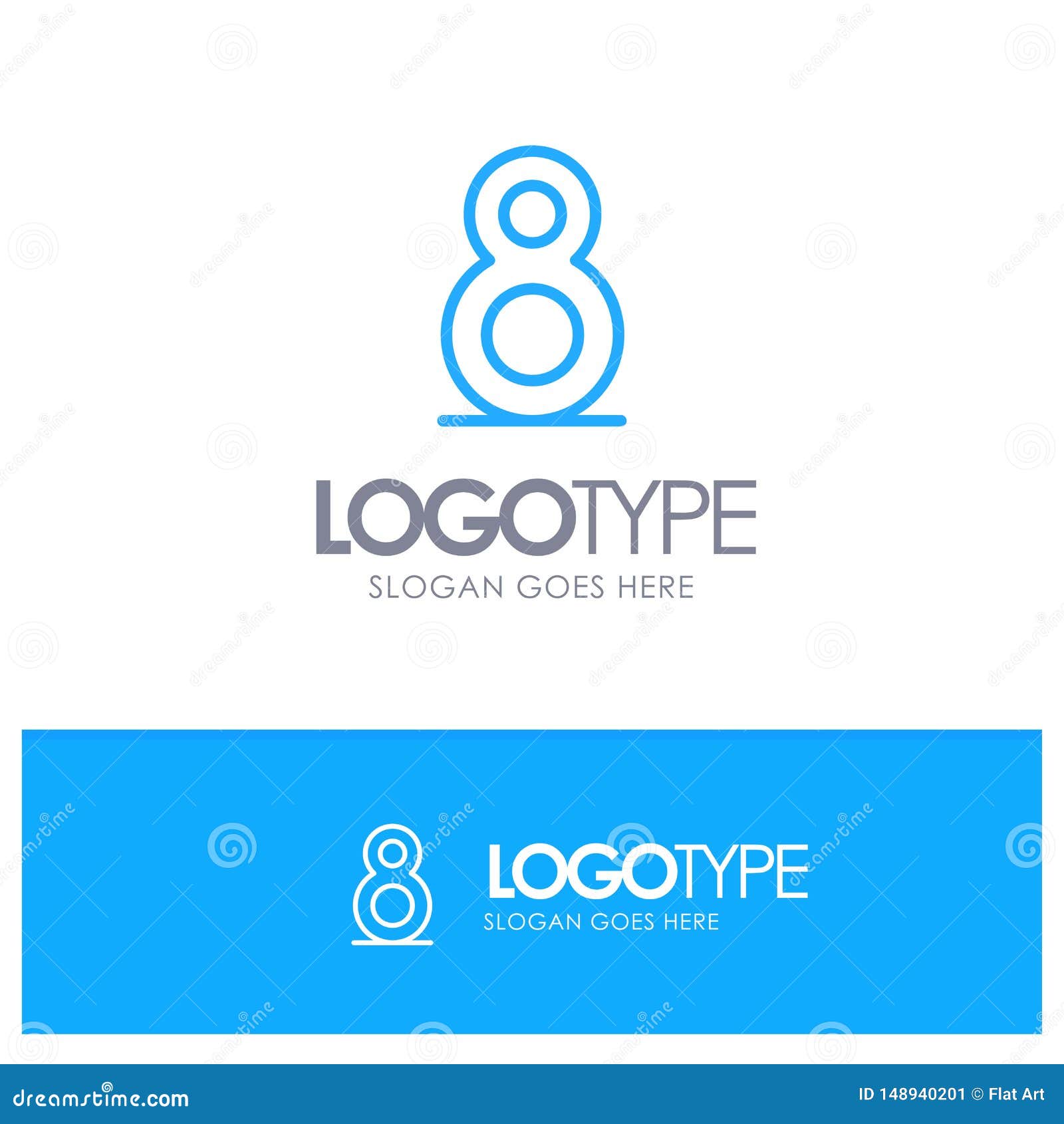 Eight, 8th, 8, Blue Logo Line Style Stock Vector - Illustration of ...
