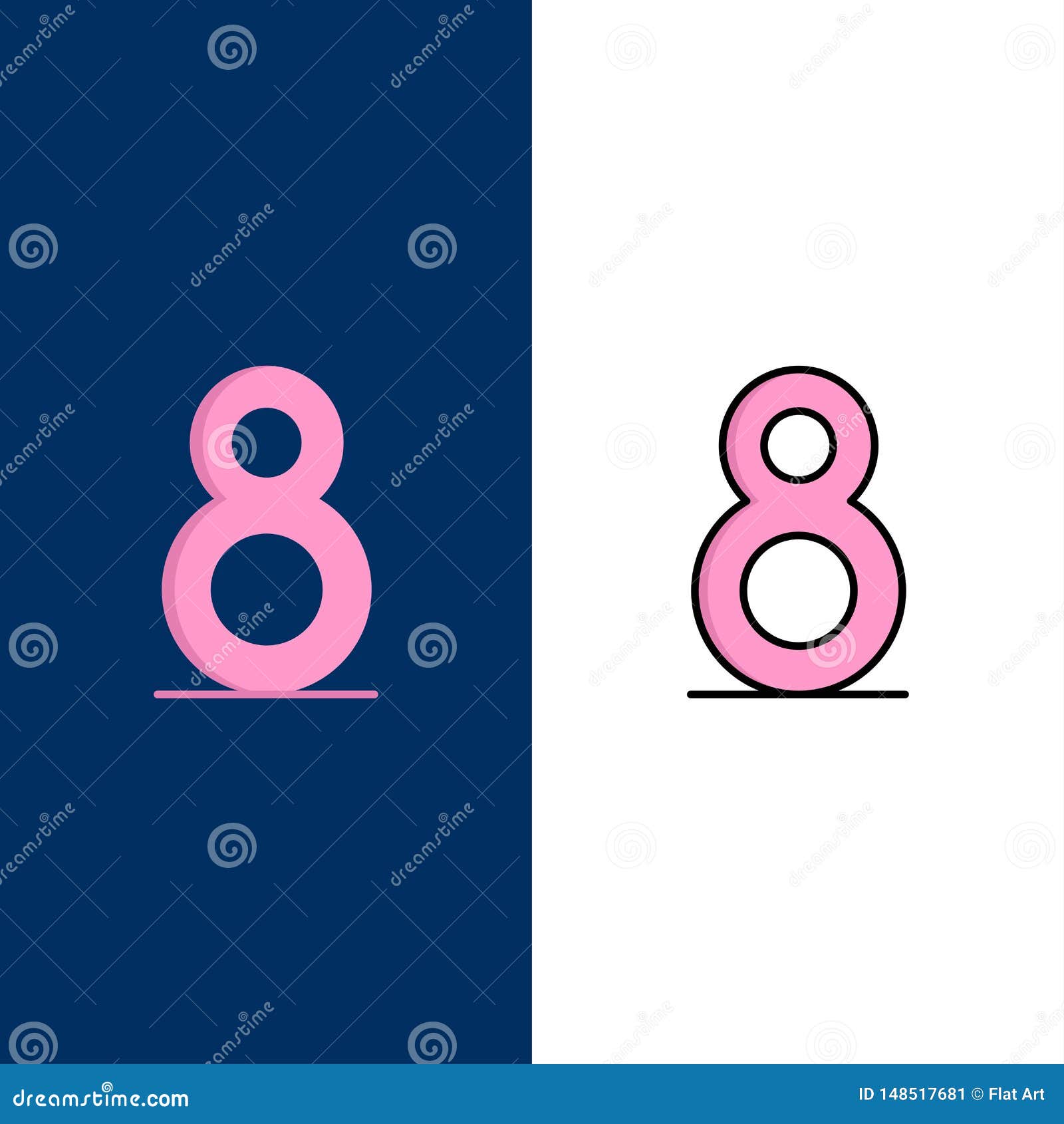 Eight, 8th, 8, Icons. Flat and Line Filled Icon Set Vector Blue ...