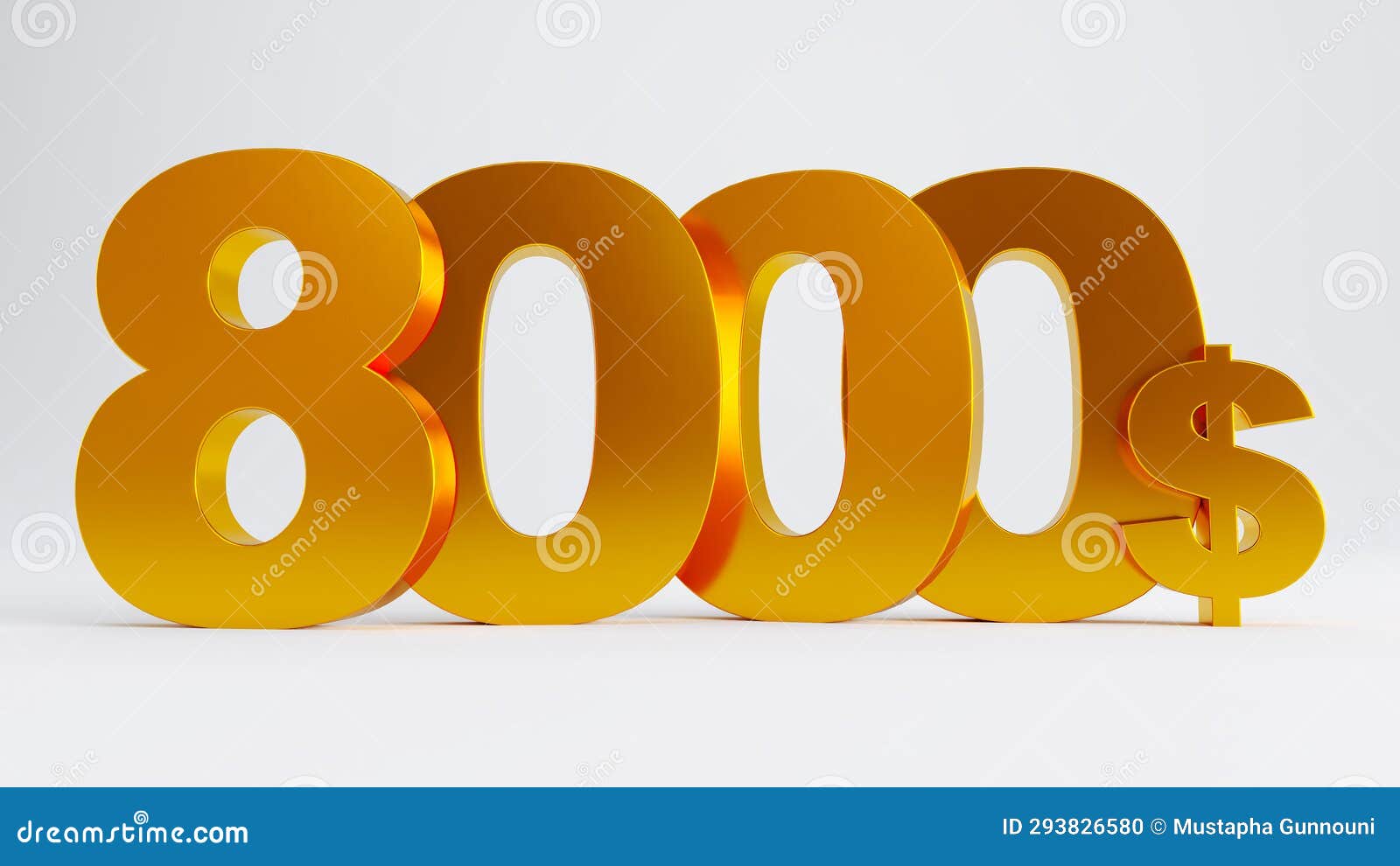Eight Thousand Dollars Isolated on White Background Stock Illustration ...
